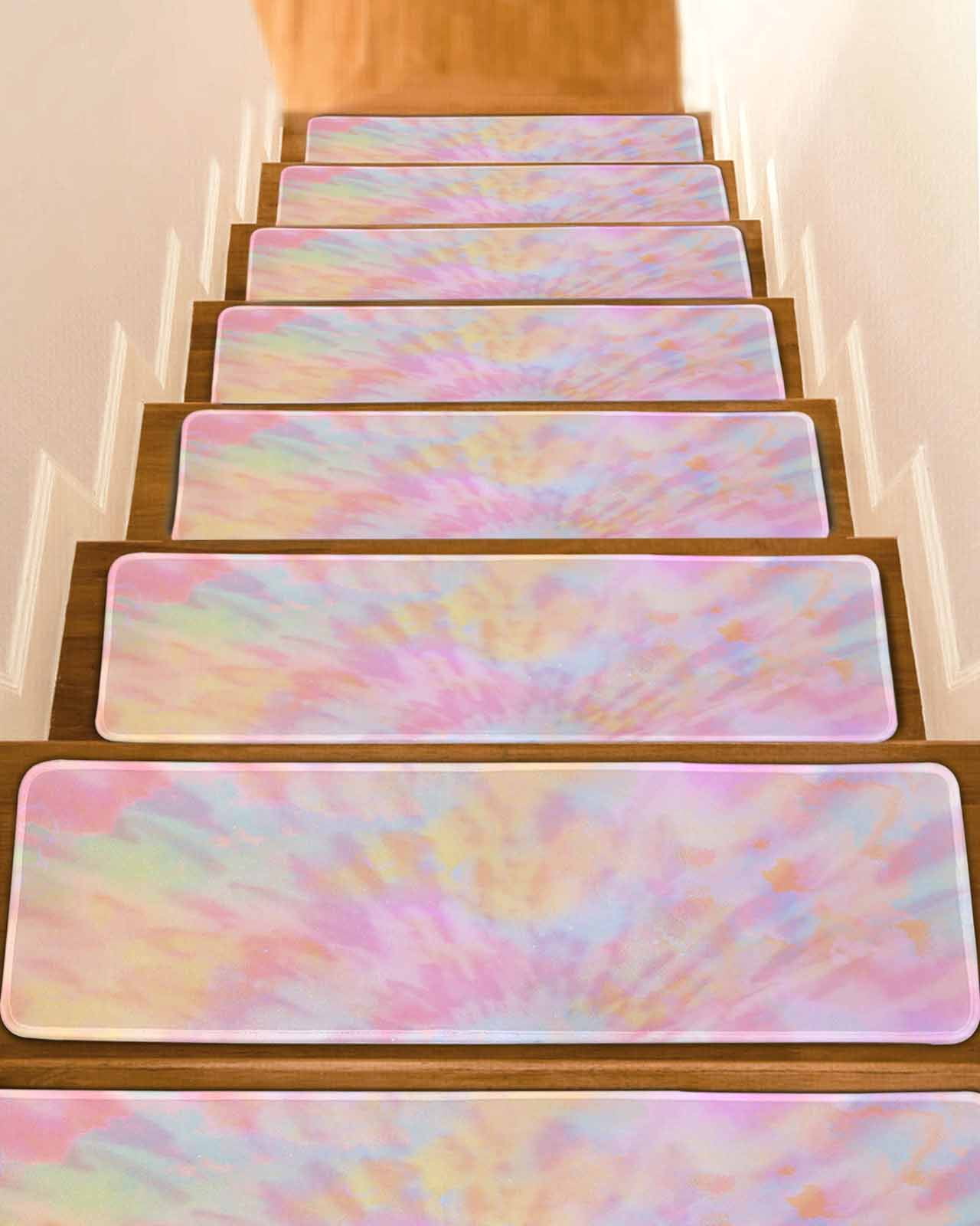 Colorful Tie-Dye, Stair Treads for Wooden Steps Indoor Runner Rug ...