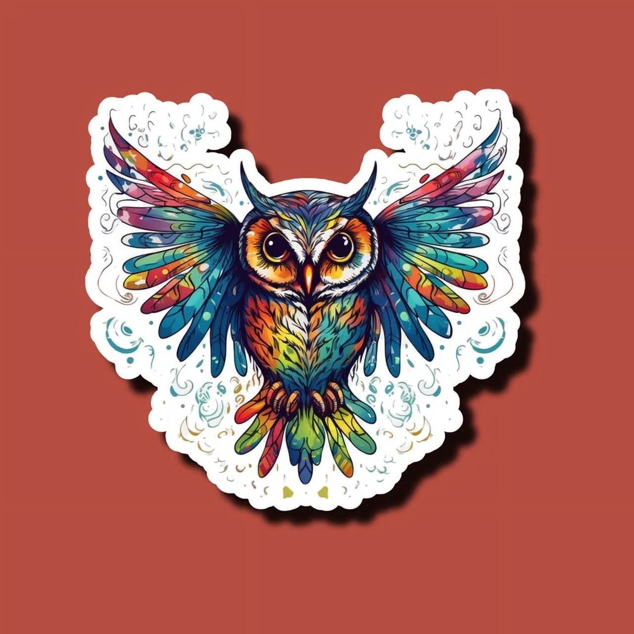 Colorful Tie-Dye Style Owl Sticker Phone Decal Water Bottle Stickers ...