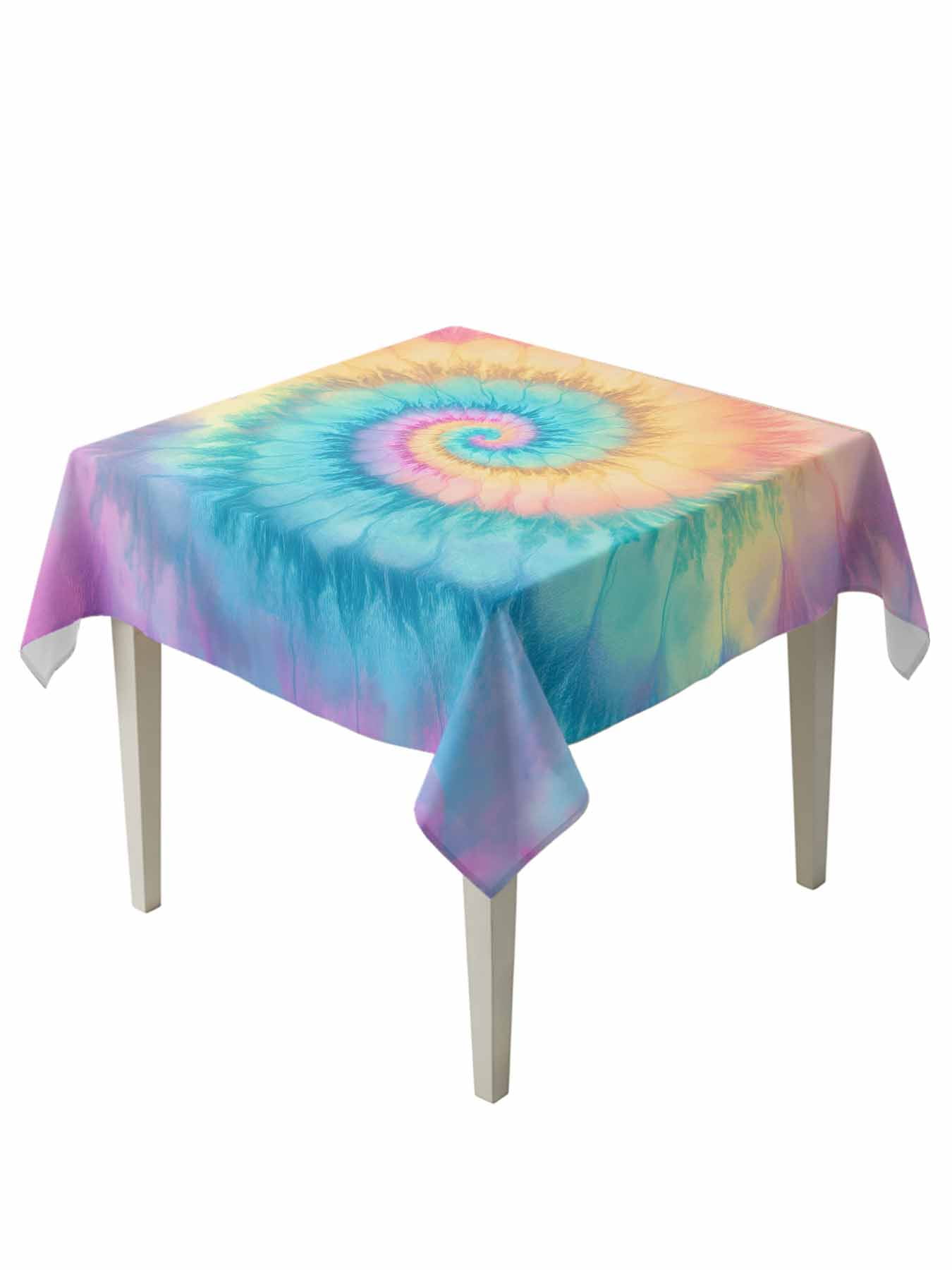 Colorful Tie Dye Table Cloth, Rainbow Ombre Abstract Pattern Art ...