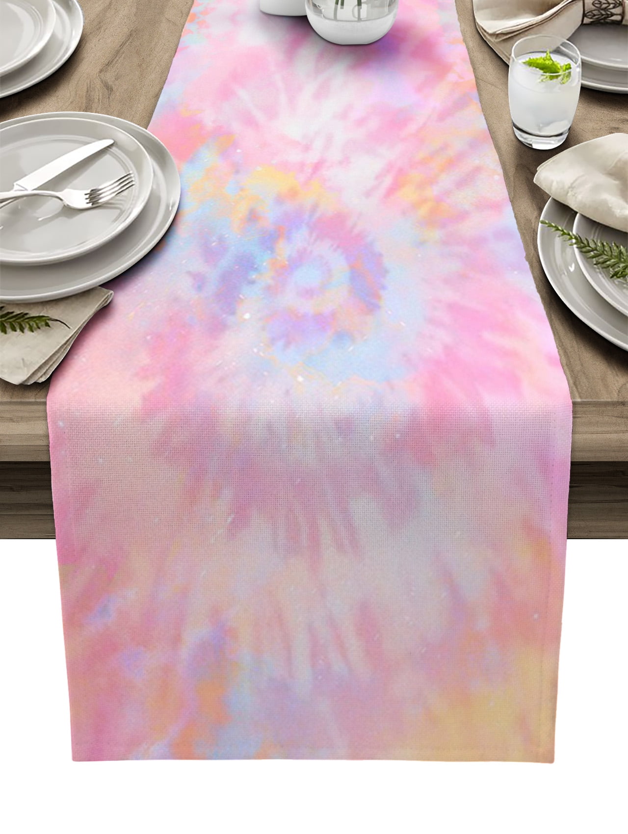 Colorful Tie-Dye, Table Runner Ombre Rainbow Gradient Swirl Aesthetic ...