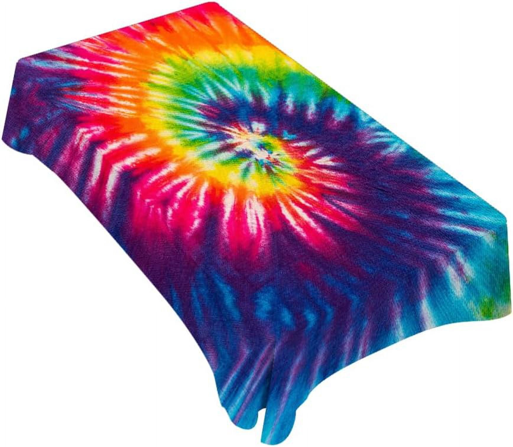 Colorful Tie Dye Tablecloth 60x84 Inch Rectangular Rainbow Swirl Bright ...