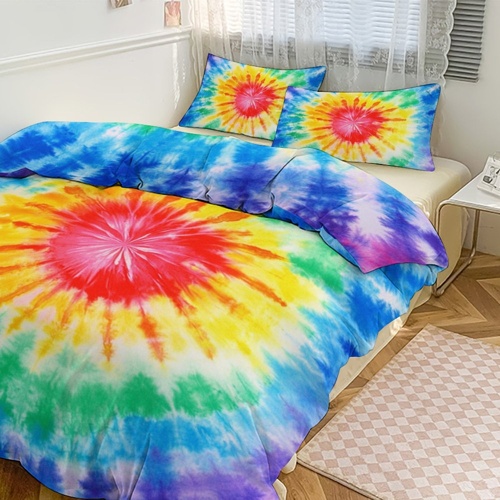 Colorful Tie Dye Vortex Bedding Set with Zipper Closure for Girls & Boys - Walmart.com