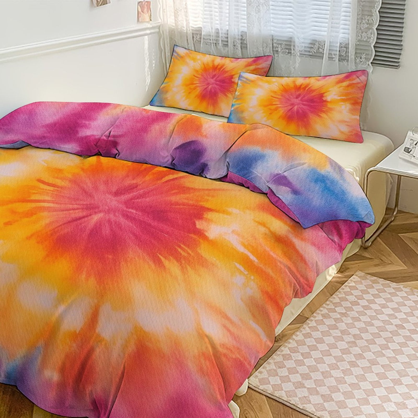 Colorful Tie Dye Vortex Bedding Sets Twin Duvet Cover 3 Piece Cute Bed ...