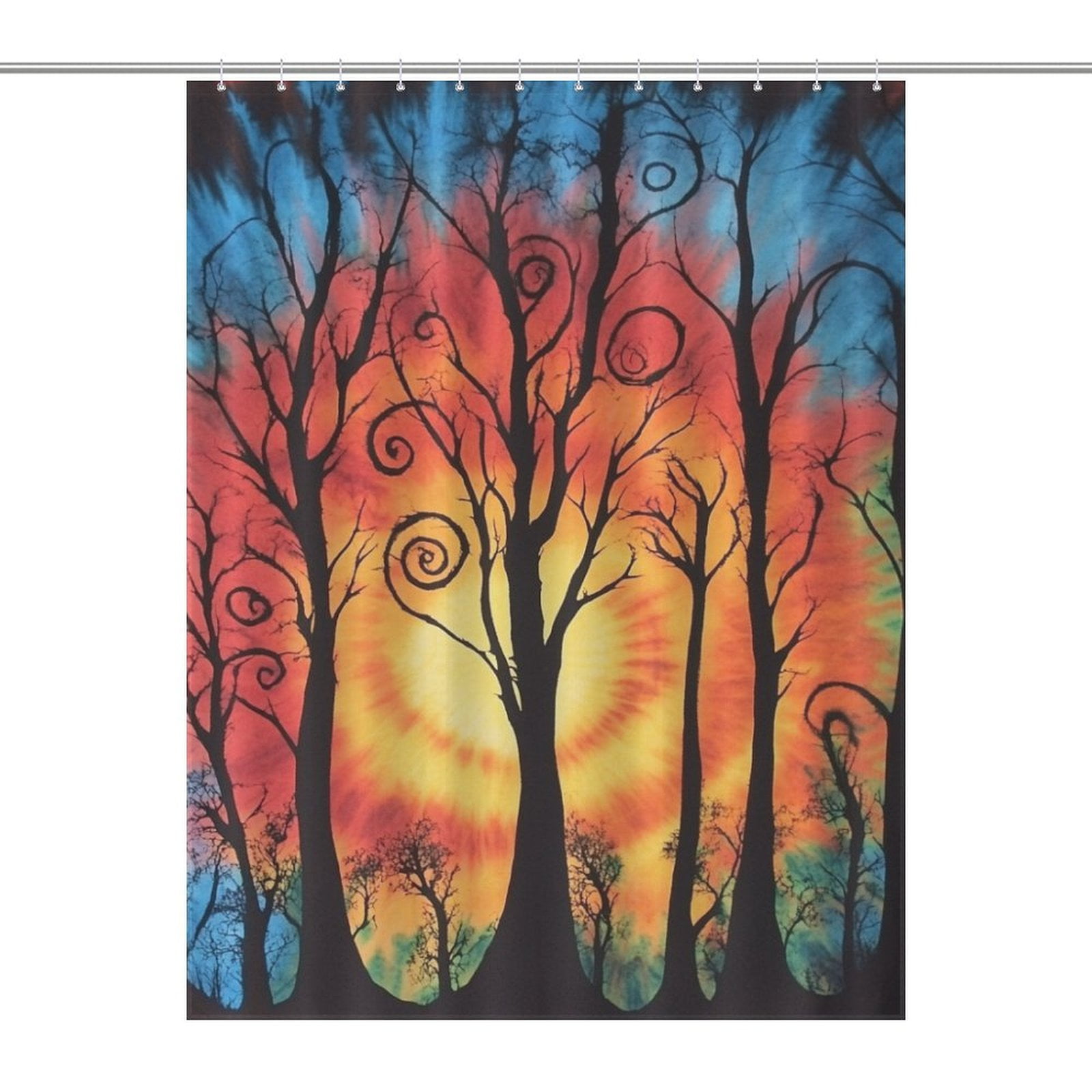 Colorful Tie Dye Vortex Cloth Fabric Bathroom Decor Set with Hooks - Walmart.com