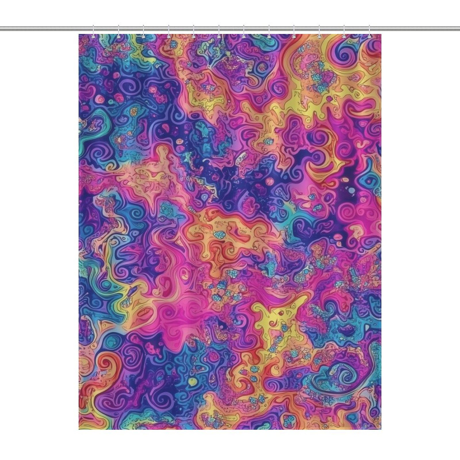 Colorful Tie Dye Vortex Cloth Fabric Bathroom Decor Set with Hooks ...