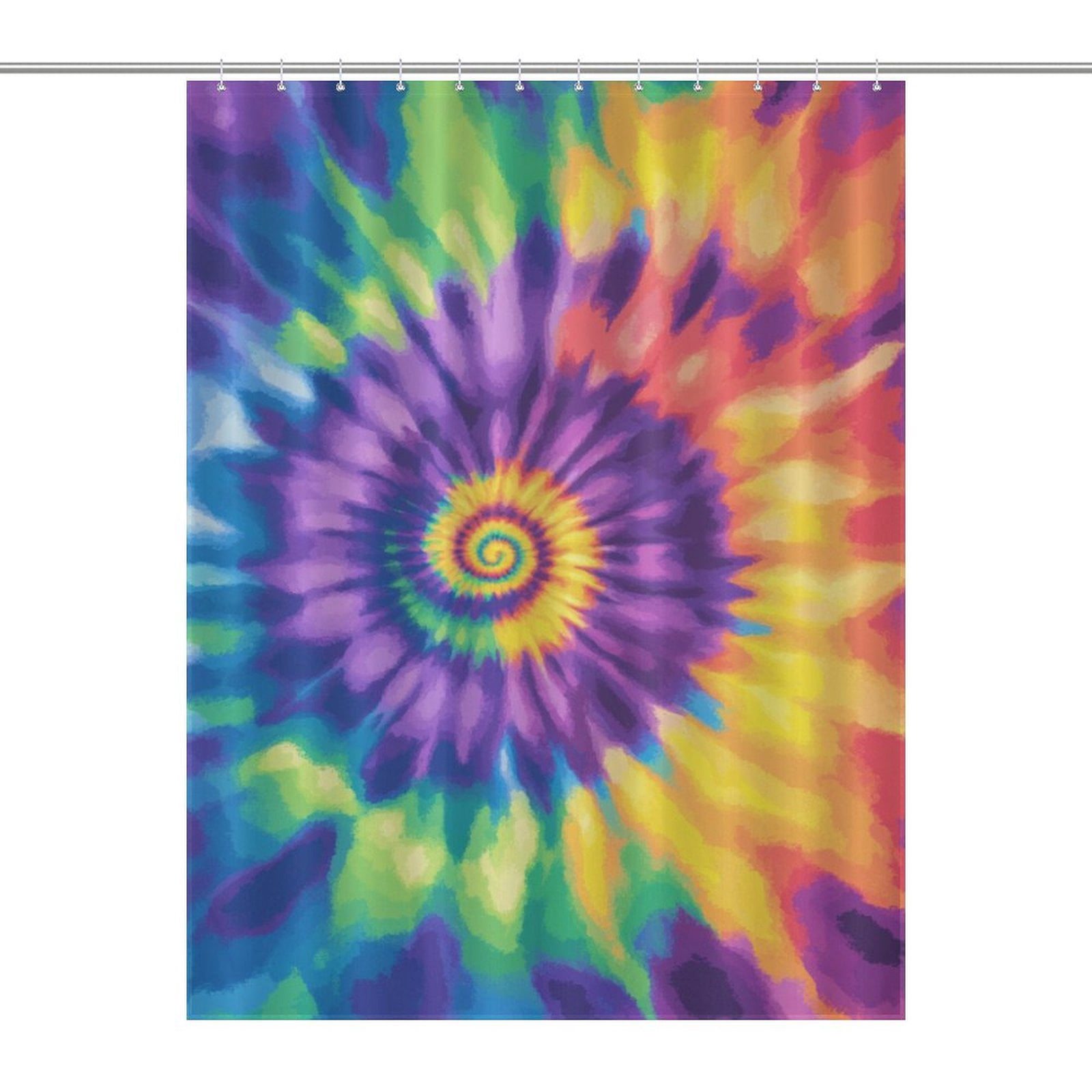 Colorful Tie Dye Vortex Cloth Fabric Bathroom Decor Set with Hooks ...