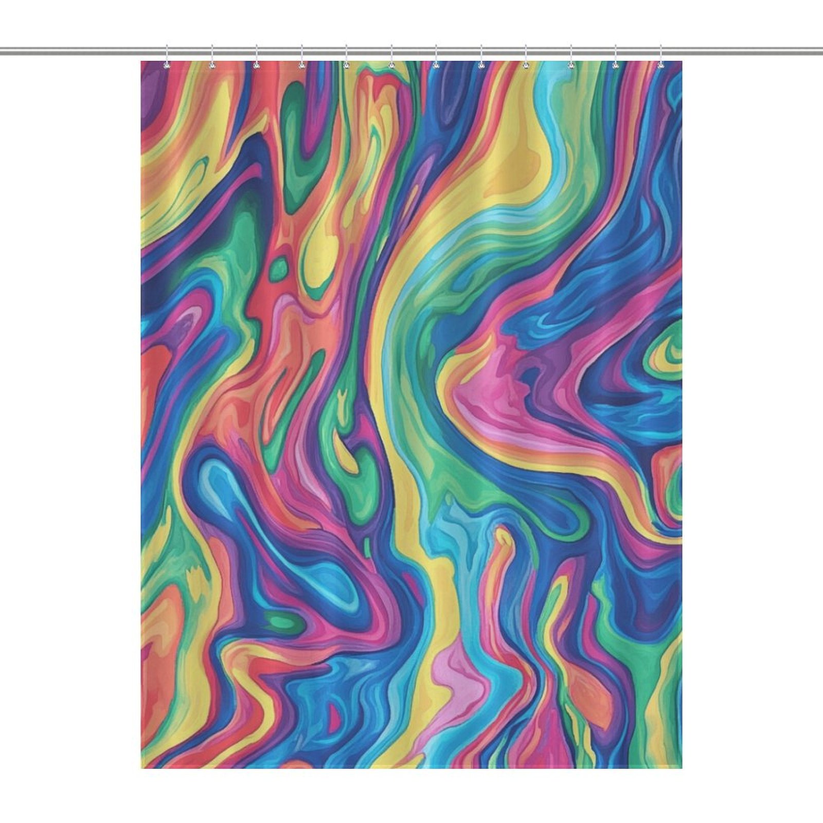 Colorful Tie Dye Vortex Cloth Fabric Bathroom Decor Set with Hooks ...
