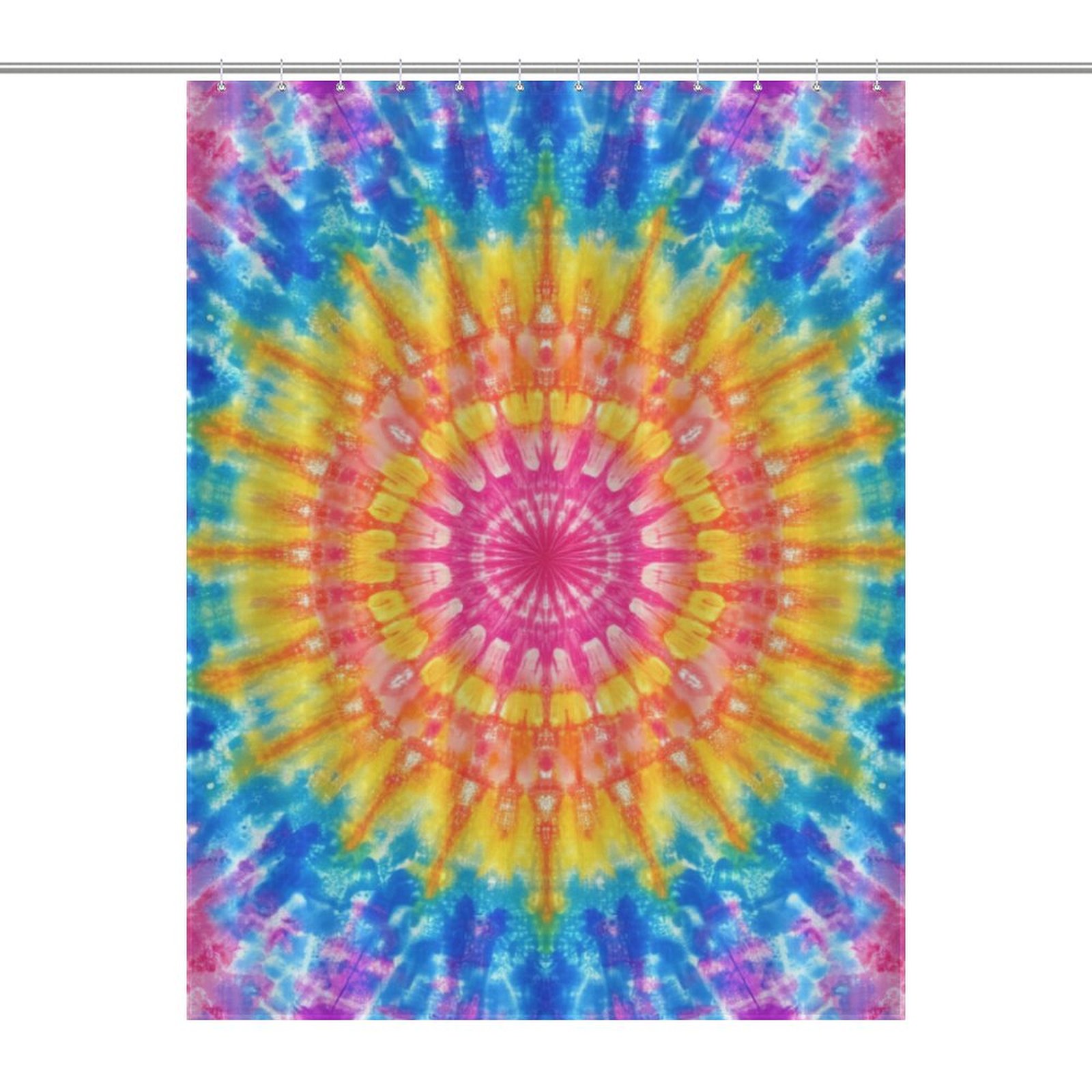 Colorful Tie Dye Vortex Cloth Fabric Bathroom Decor Set with Hooks ...