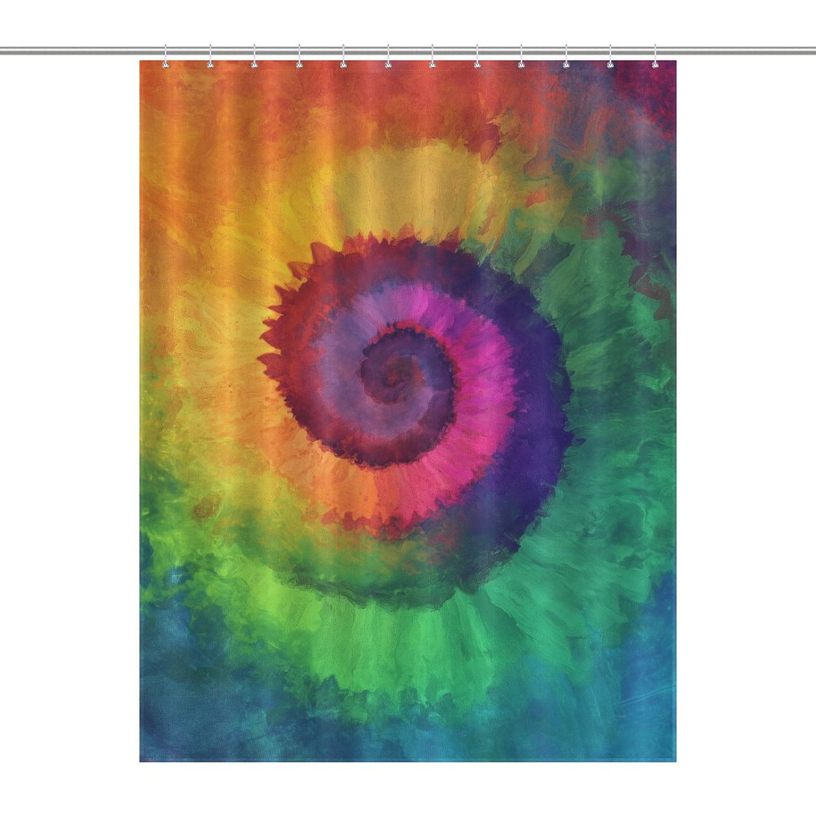 Colorful Tie Dye Vortex Cloth Fabric Bathroom Decor Set with Hooks ...