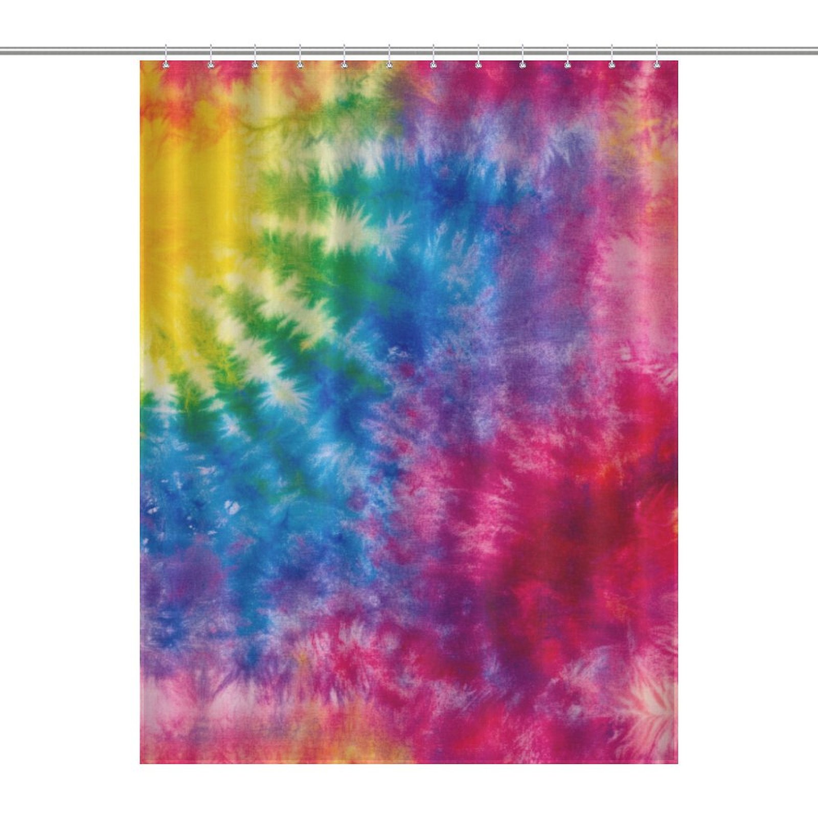 Colorful Tie Dye Vortex Cloth Fabric Bathroom Decor Set with Hooks ...