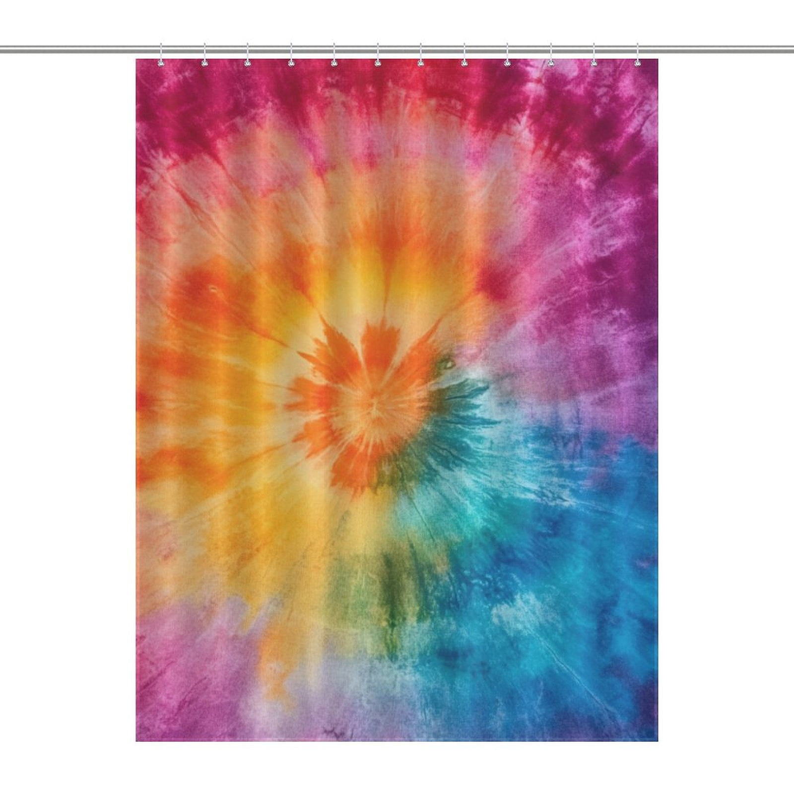 Colorful Tie Dye Vortex Cloth Fabric Bathroom Decor Set with Hooks ...