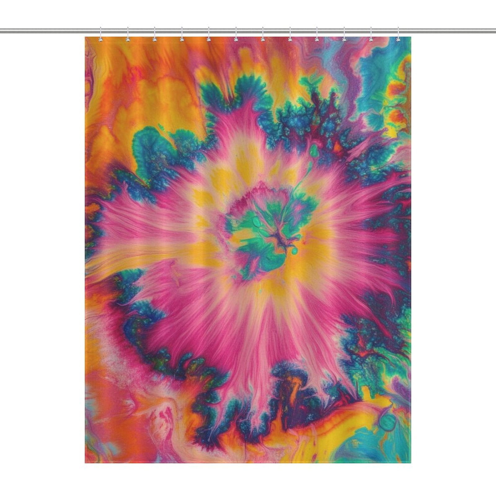 Colorful Tie Dye Vortex Cloth Fabric Bathroom Decor Set with Hooks ...