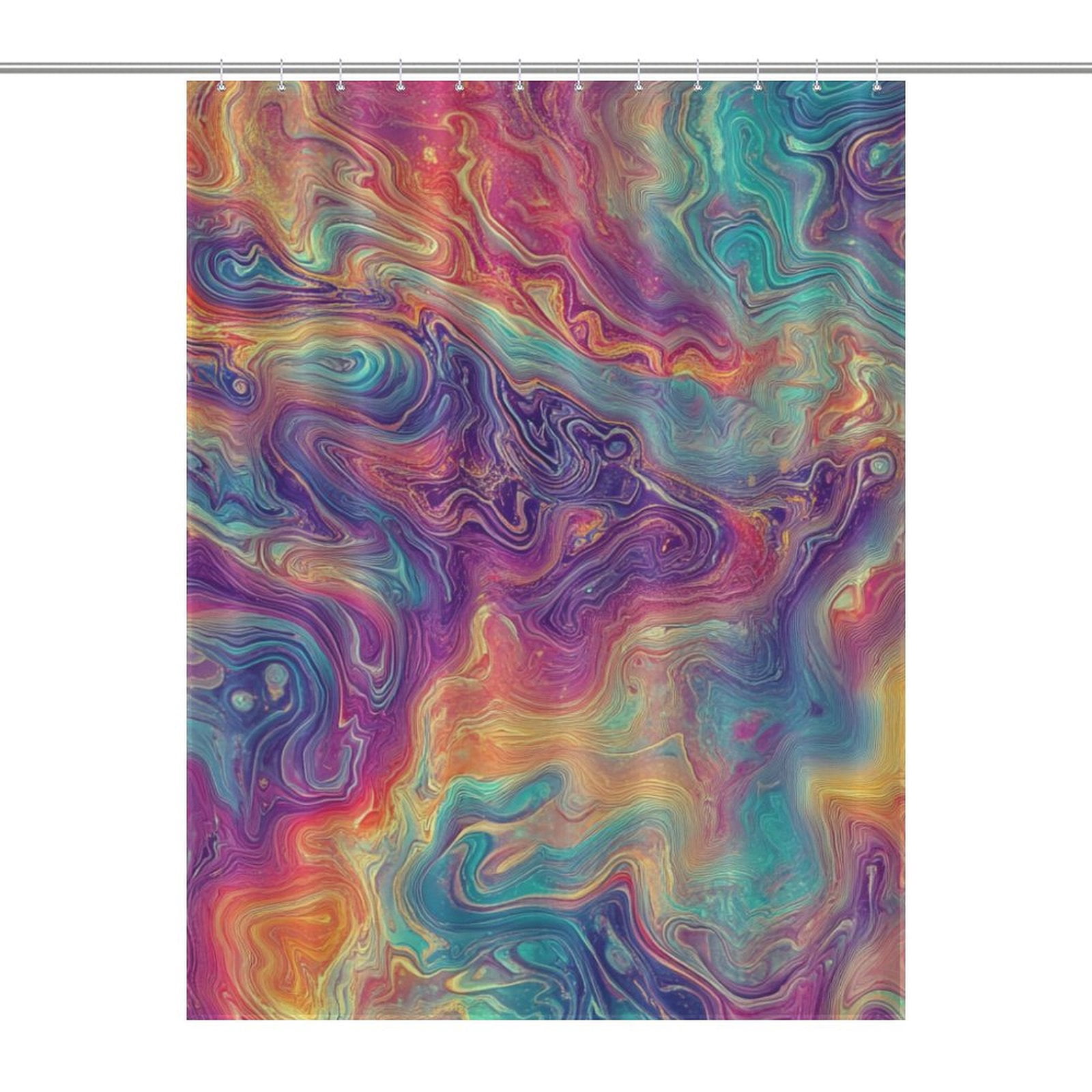 Colorful Tie Dye Vortex Cloth Fabric Bathroom Decor Set with Hooks ...