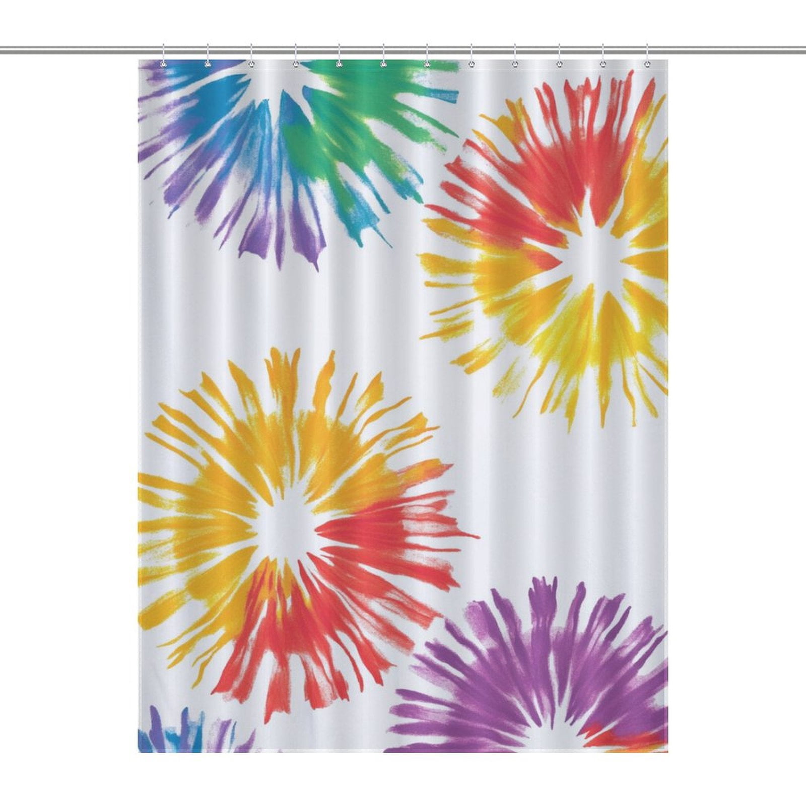 Colorful Tie Dye Vortex Cloth Fabric Bathroom Decor Set with Hooks ...