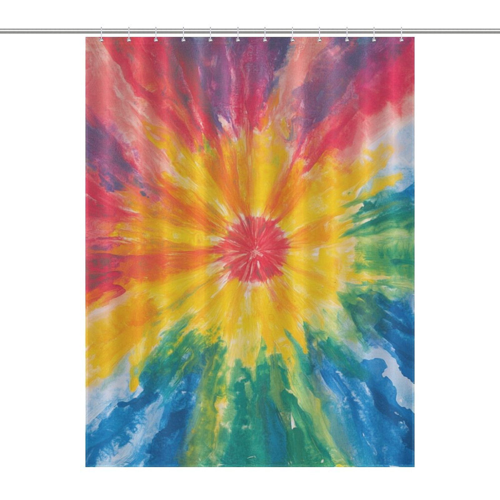 Colorful Tie Dye Vortex Cloth Fabric Bathroom Decor Set with Hooks ...