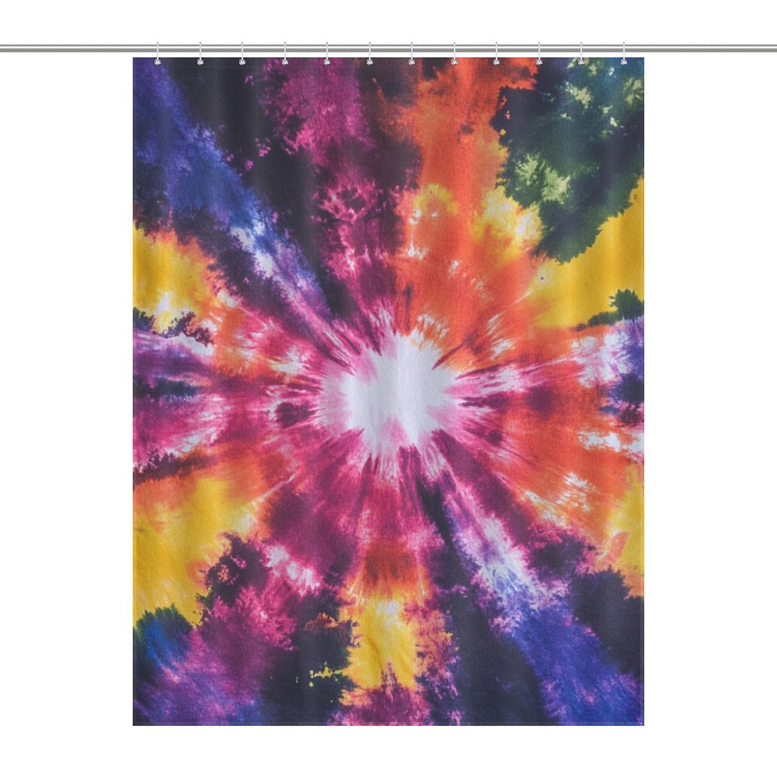 Colorful Tie Dye Vortex Cloth Fabric Bathroom Decor Set with Hooks ...