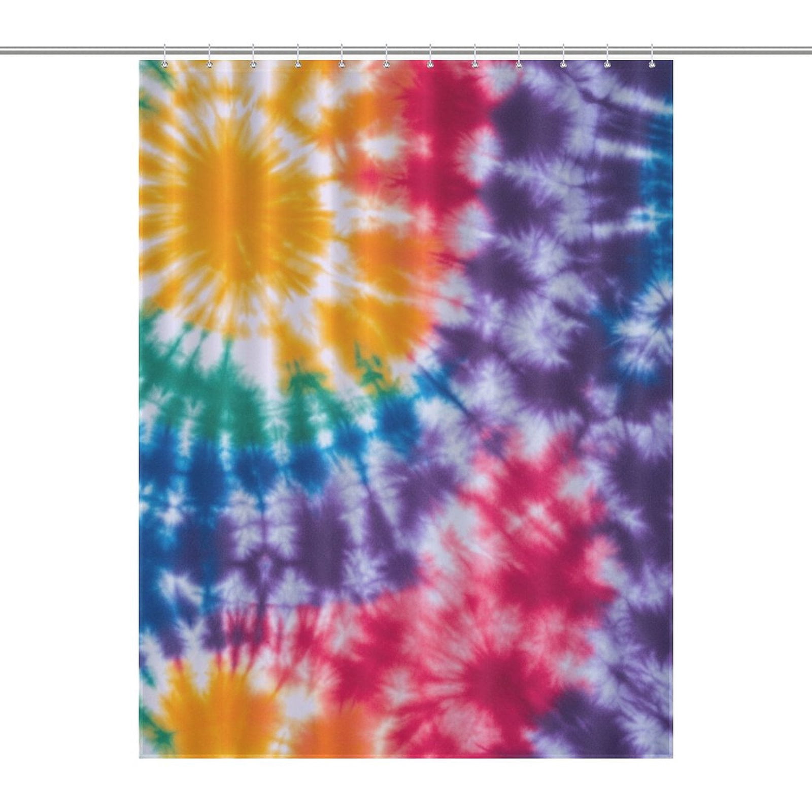 Colorful Tie Dye Vortex Cloth Fabric Bathroom Decor Set with Hooks ...