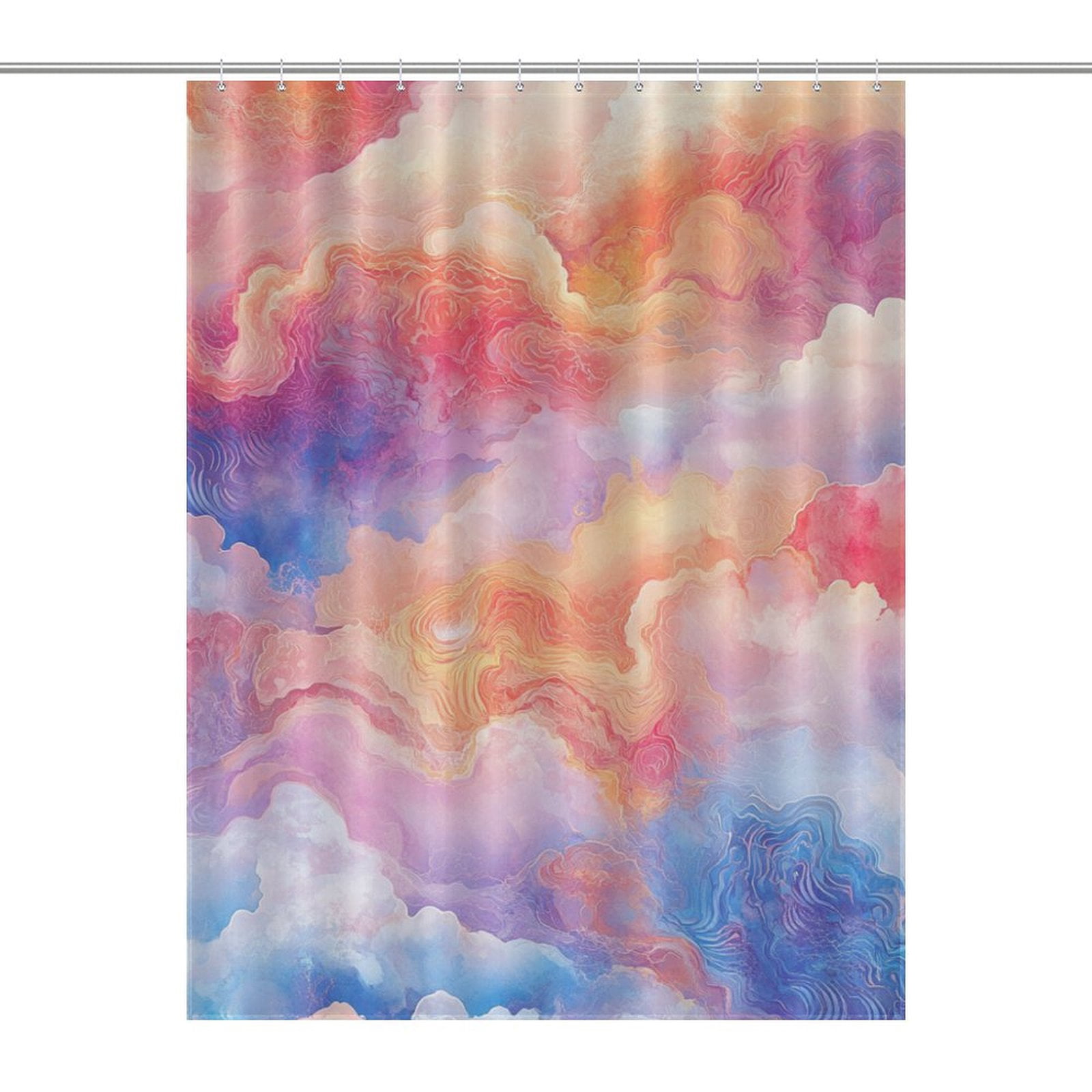 Colorful Tie Dye Vortex Cloth Fabric Bathroom Decor Set with Hooks ...