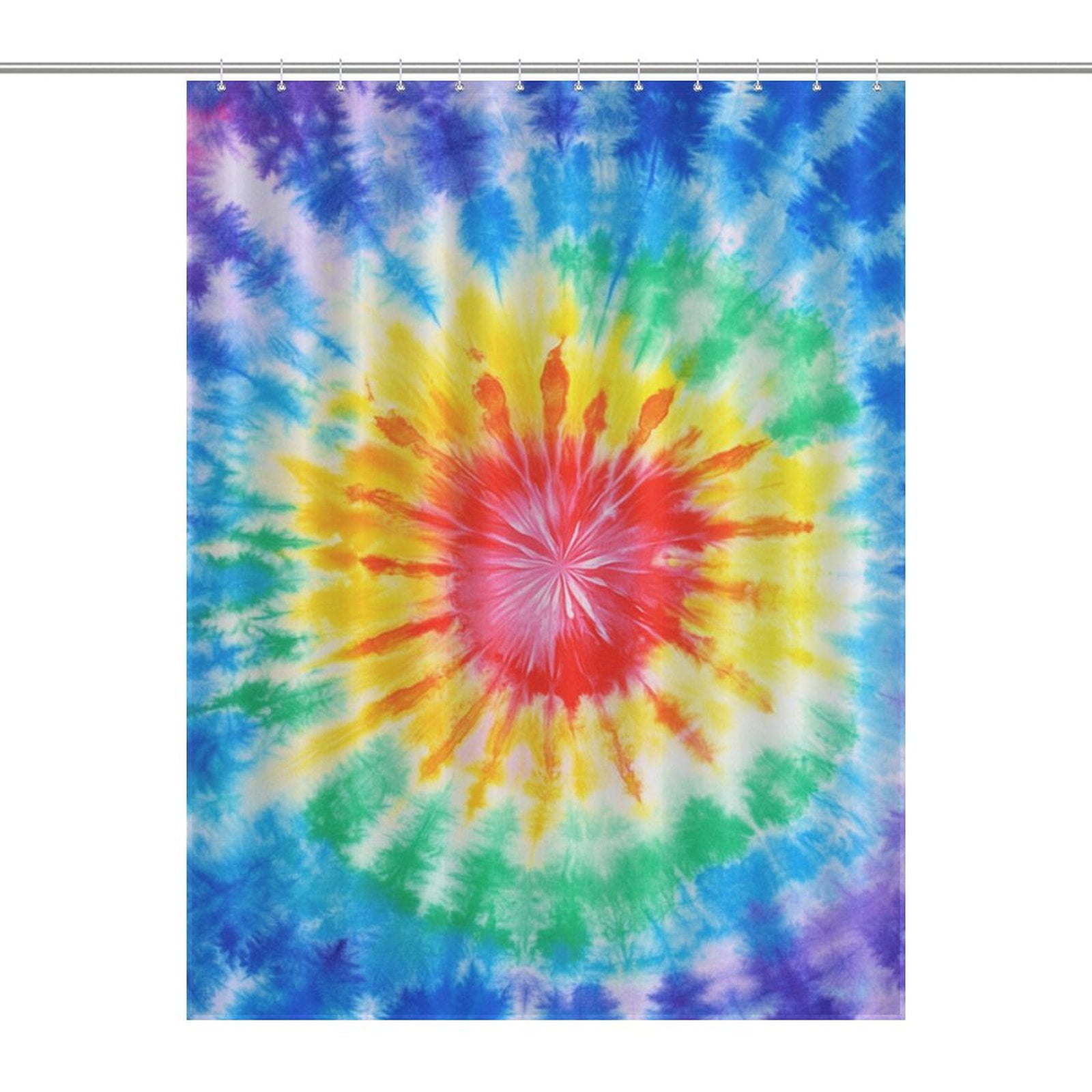 Colorful Tie Dye Vortex Cloth Fabric Bathroom Decor Set with Hooks ...