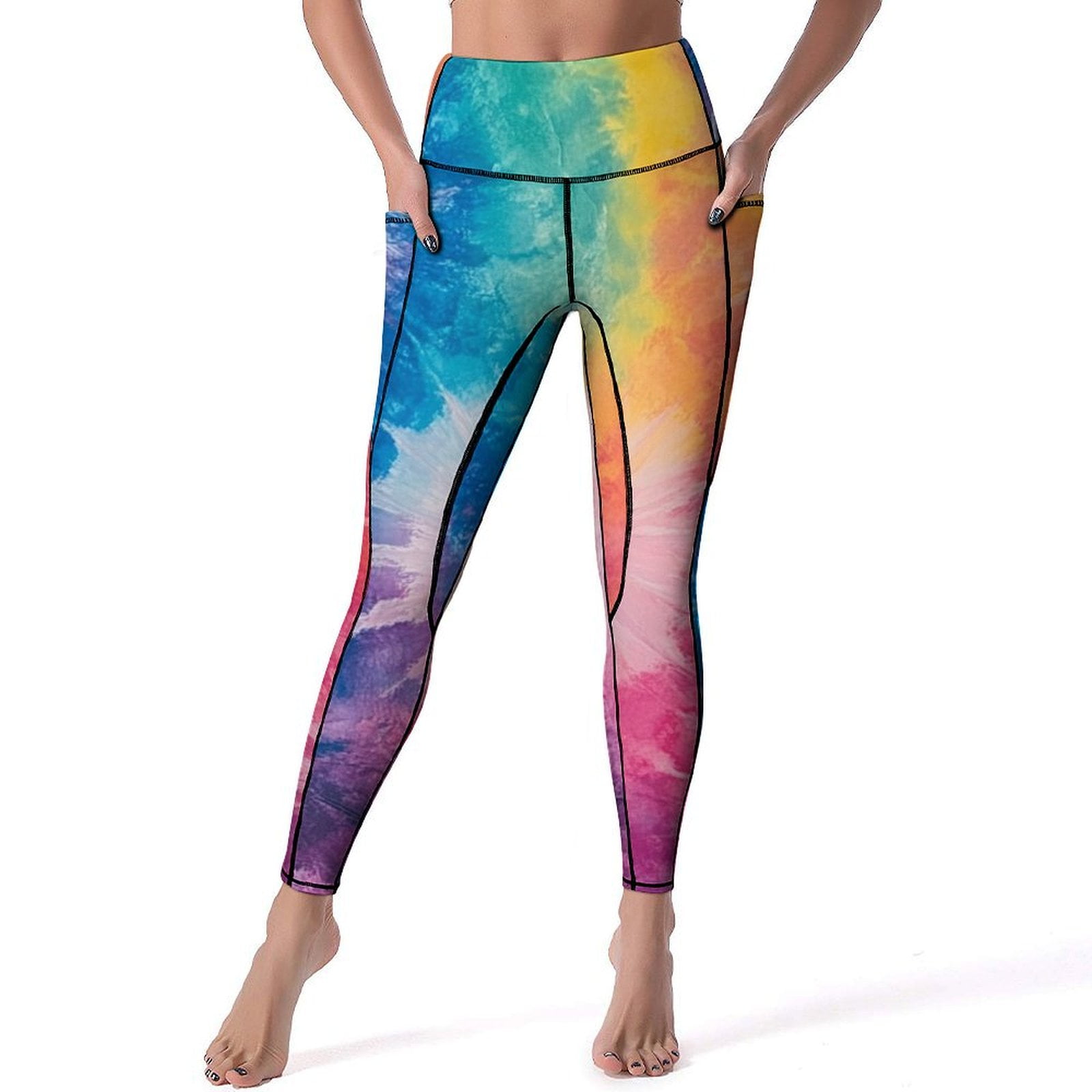 Colorful Tie Dye Vortex High Waisted Leggings for Women No See Through Tummy Control Buttery ...