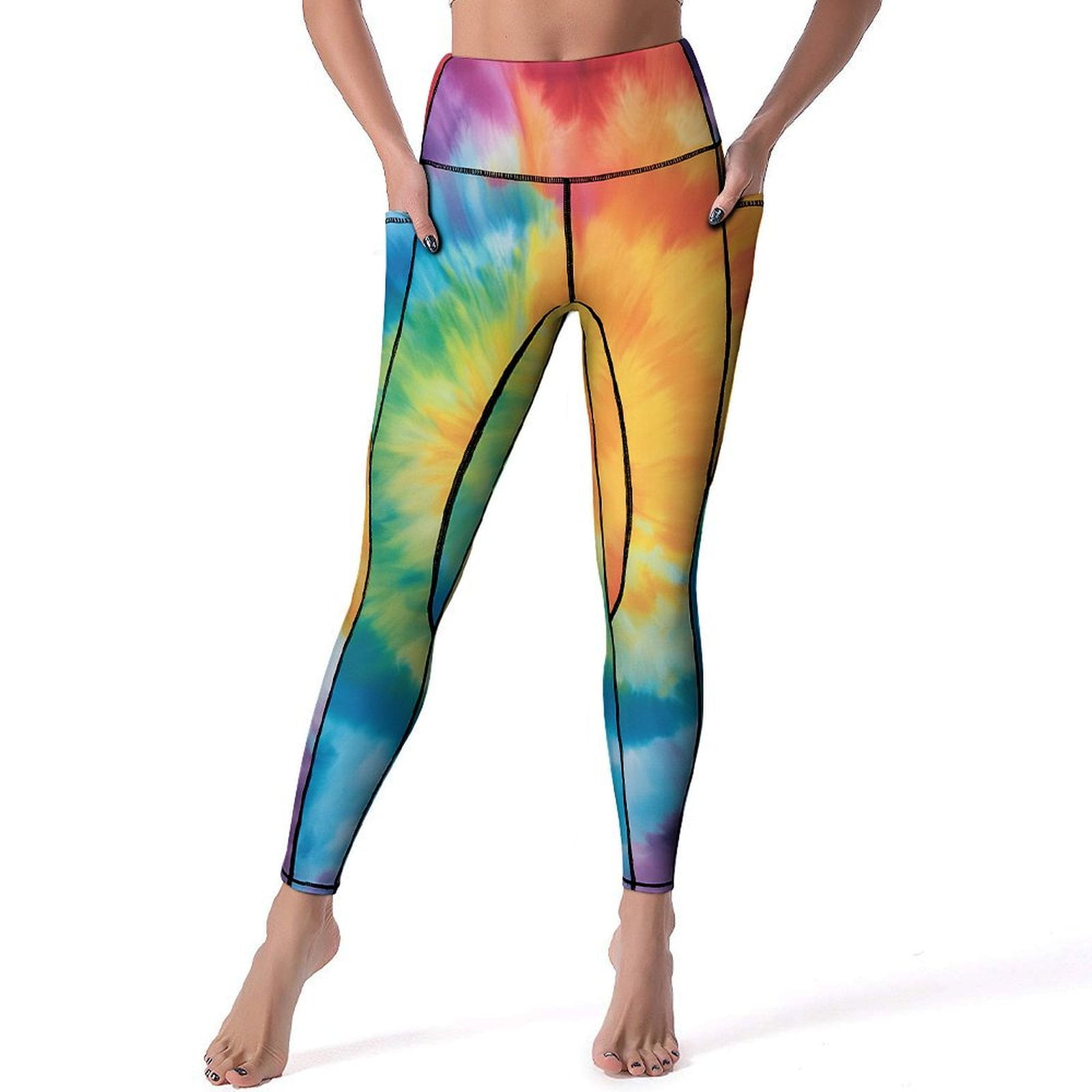 Colorful Tie Dye Vortex High Waisted Leggings for Women No See Through Tummy Control Buttery ...