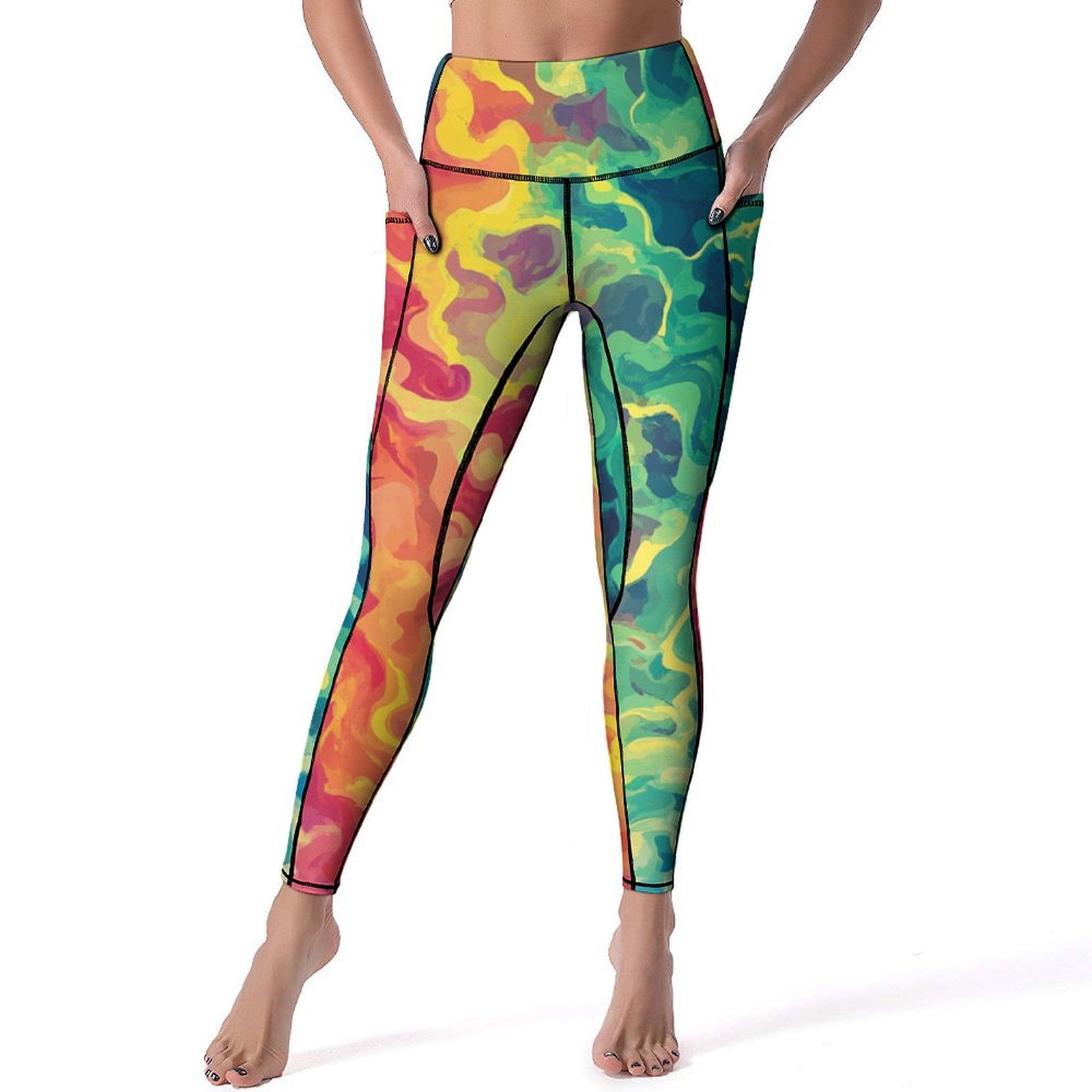 Colorful Tie Dye Vortex High Waisted Leggings for Women No See Through Tummy Control Buttery ...