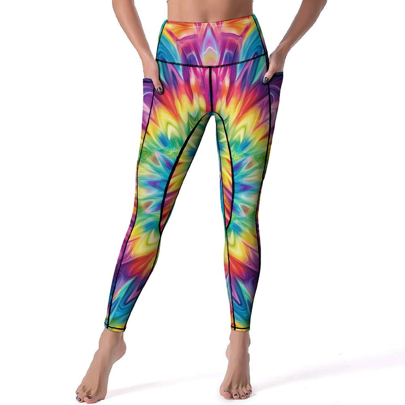 Colorful Tie Dye Vortex High Waisted Leggings for Women No See Through ...