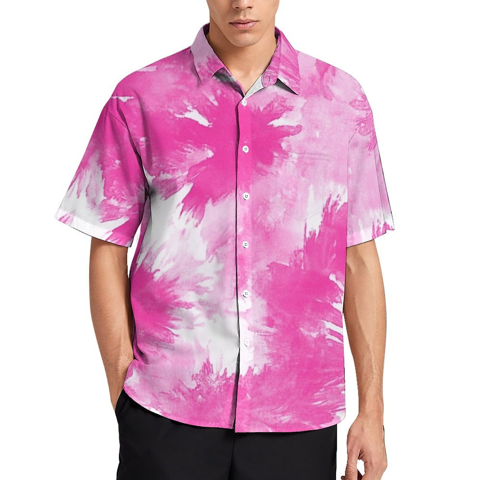Colorful Tie Dye Vortex Men's Shirt Short Sleeves Printed Button Down Summer Shirts - Walmart.com