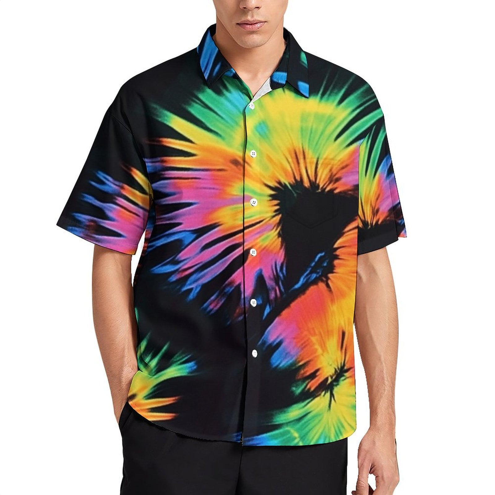Colorful Tie Dye Vortex Men's Shirt Short Sleeves Printed Button Down ...