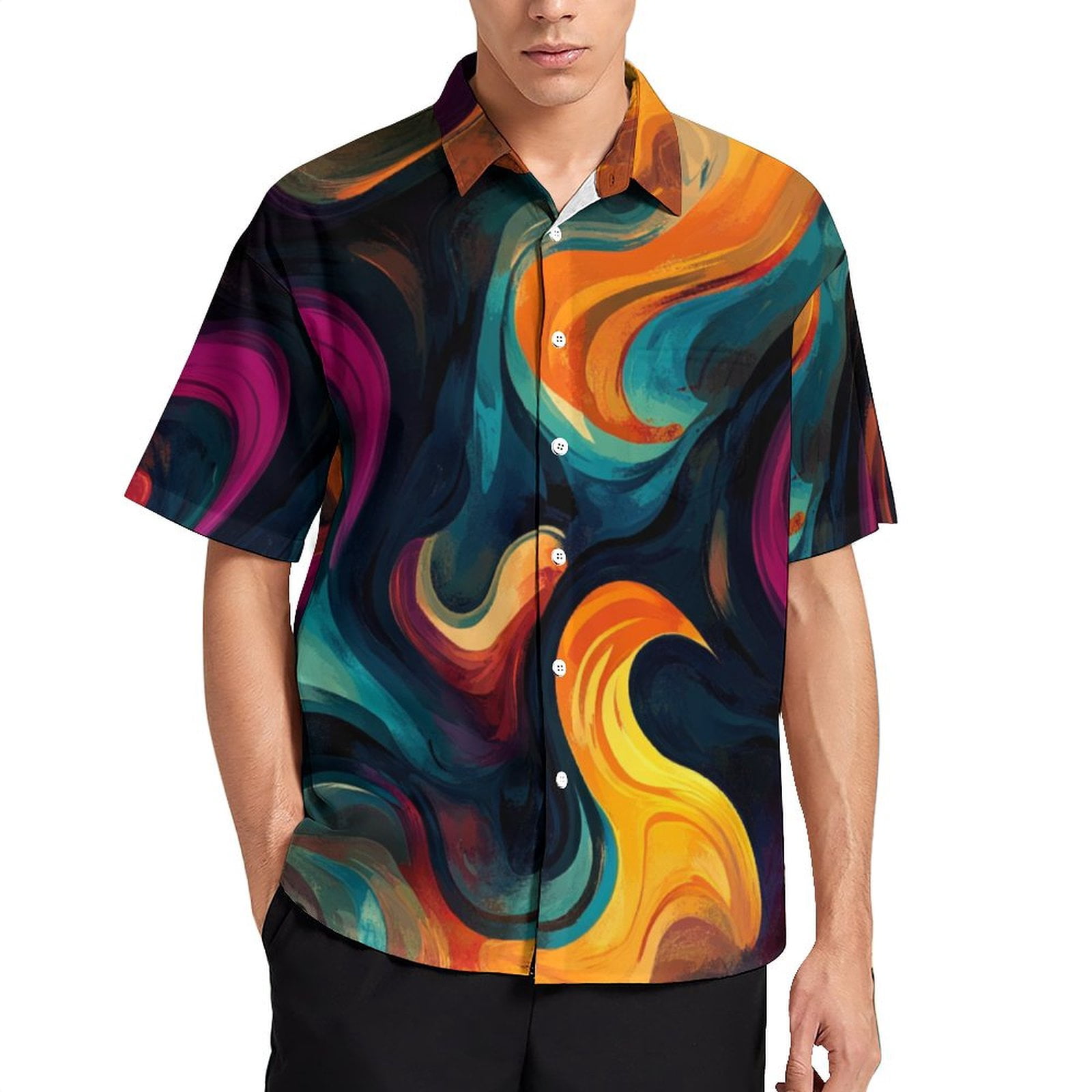 Colorful Tie Dye Vortex Men's Shirt Short Sleeves Printed Button Down ...