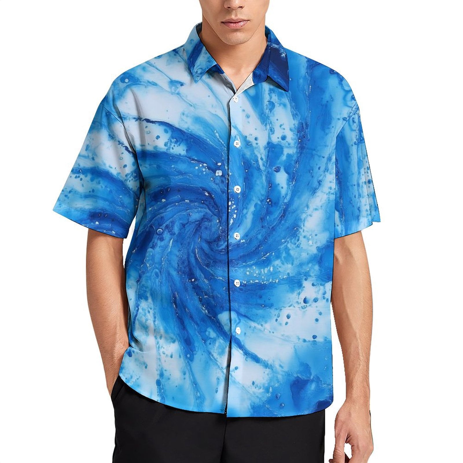 Colorful Tie Dye Vortex Men's Shirt Short Sleeves Printed Button Down ...