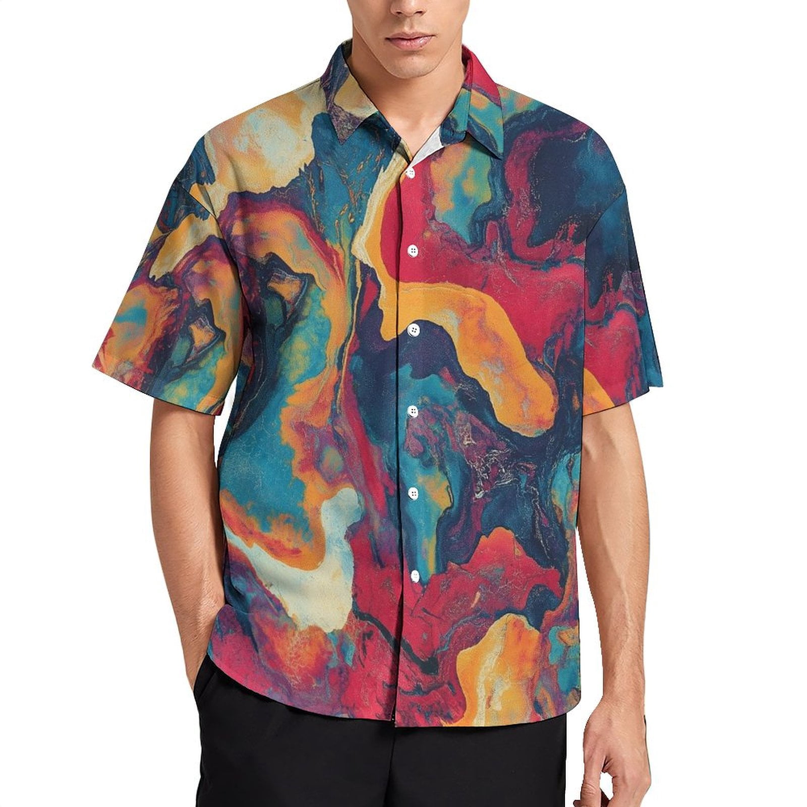 Colorful Tie Dye Vortex Men's Shirts Short Sleeve Casual Shirts Button ...