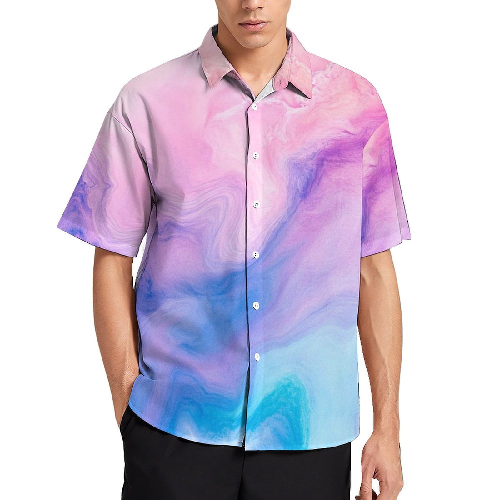 Colorful Tie Dye Vortex Men's Shirts Short Sleeve Casual Shirts Button ...