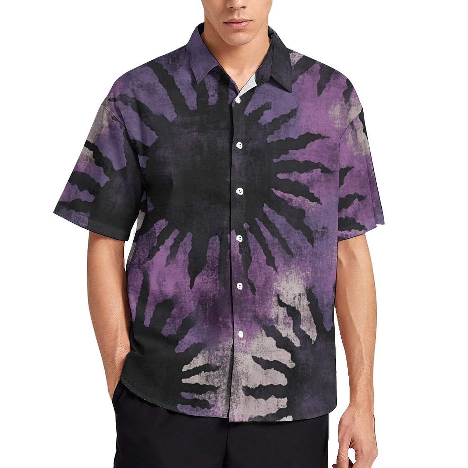 Colorful Tie Dye Vortex Men's Shirts Short Sleeve Casual Shirts Button ...