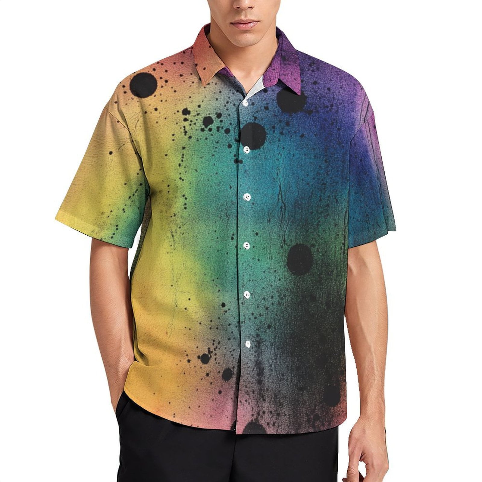 Colorful Tie Dye Vortex Men's Shirts Short Sleeve Casual Shirts Button ...