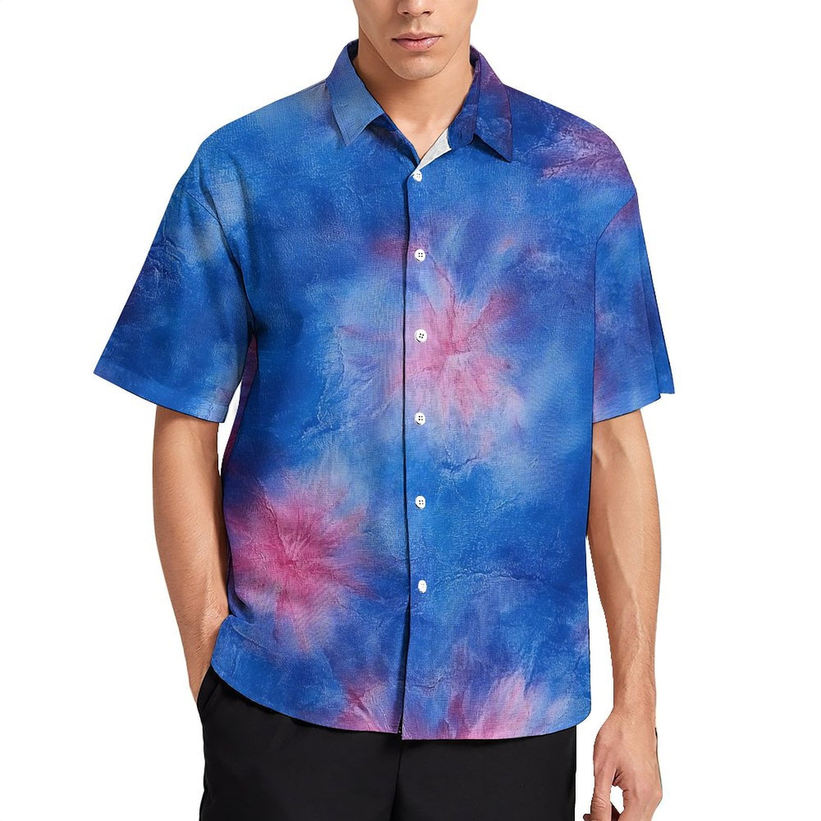 Colorful Tie Dye Vortex Men's Shirts Short Sleeve Casual Shirts Button Down Shirt for Men Beach ...