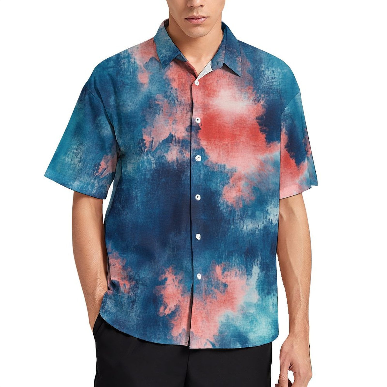 Colorful Tie Dye Vortex Men's Shirts Short Sleeve Casual Shirts Button Down Shirt for Men Beach ...