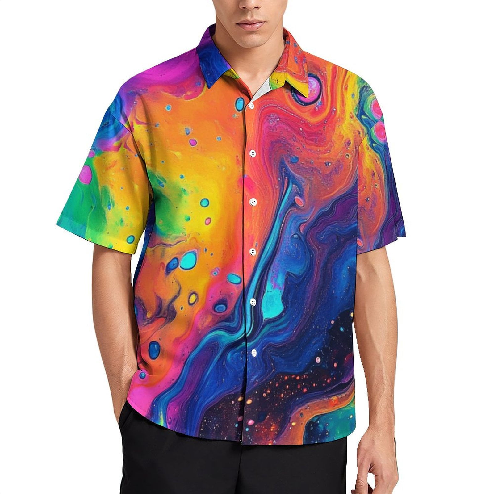 Colorful Tie Dye Vortex Men's Shirts Short Sleeve Casual Shirts Button ...
