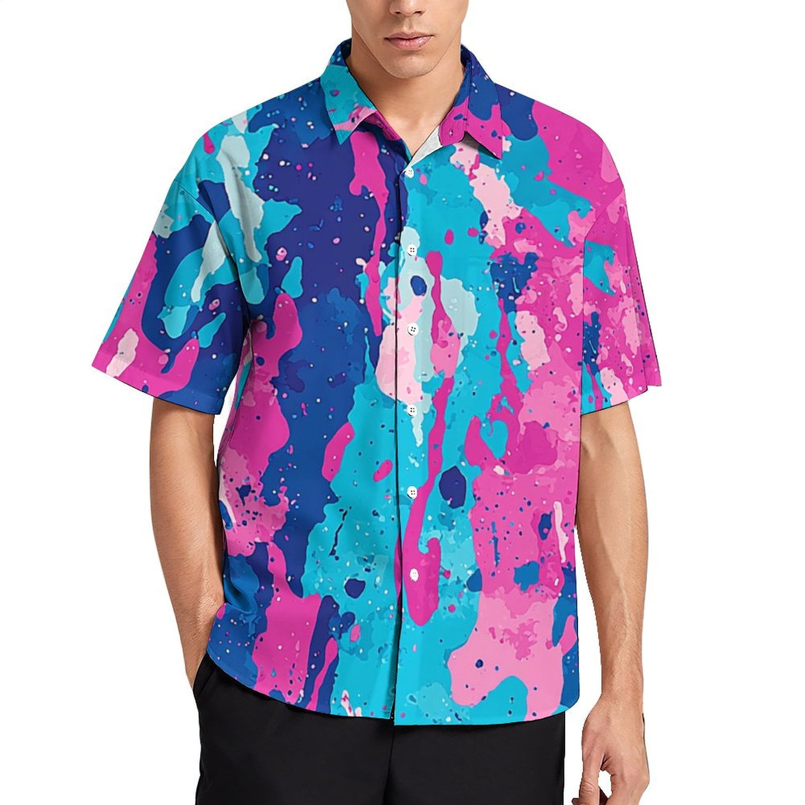 Colorful Tie Dye Vortex Men's Shirts Short Sleeve Casual Shirts Button Down Shirt for Men Beach ...