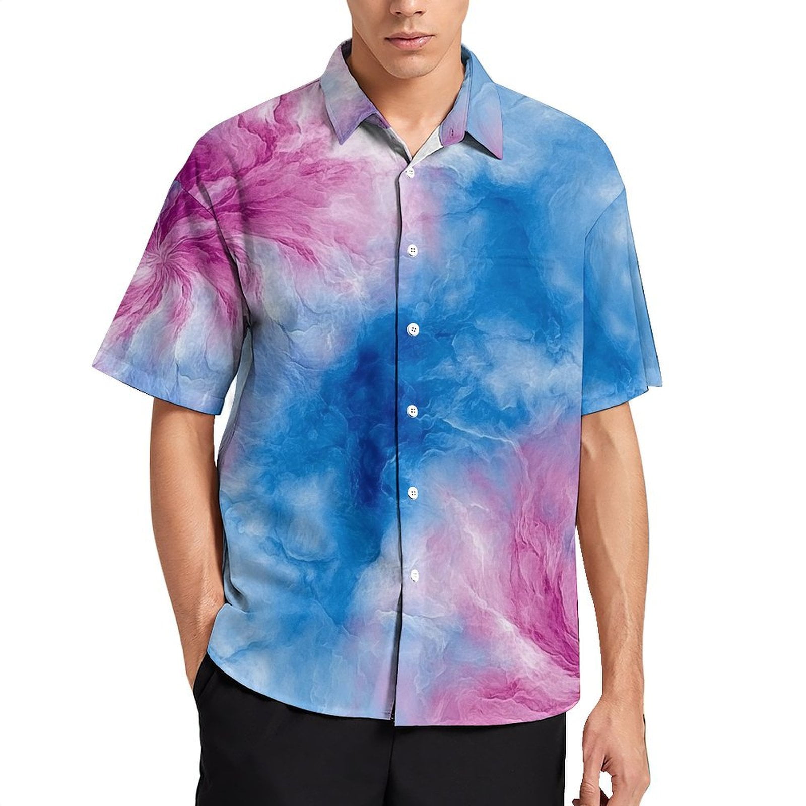 Colorful Tie Dye Vortex Men's Shirts Short Sleeve Casual Shirts Button Down Shirt for Men Beach ...