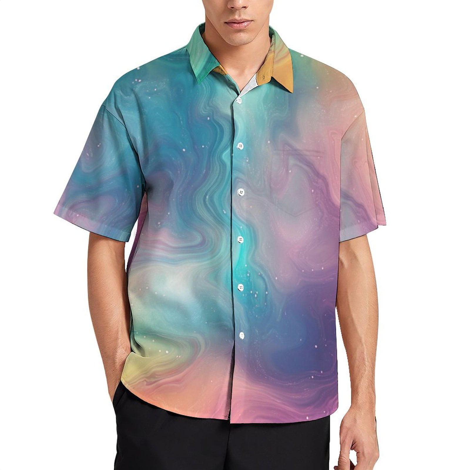 Colorful Tie Dye Vortex Men's Shirts Short Sleeve Casual Shirts Button Down Shirt for Men Beach ...