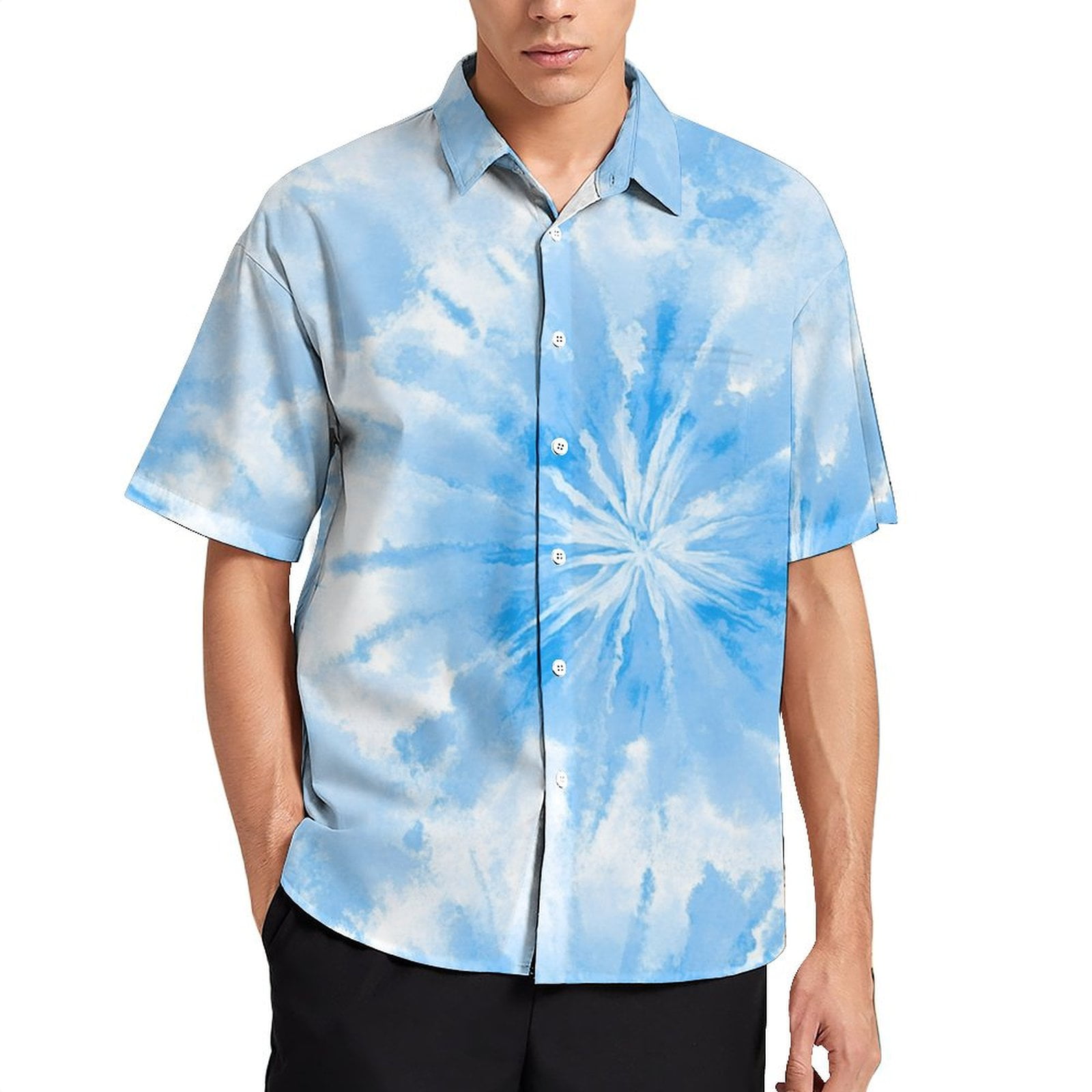 Colorful Tie Dye Vortex Men's Shirts Short Sleeve Casual Shirts Button Down Shirt for Men Beach ...
