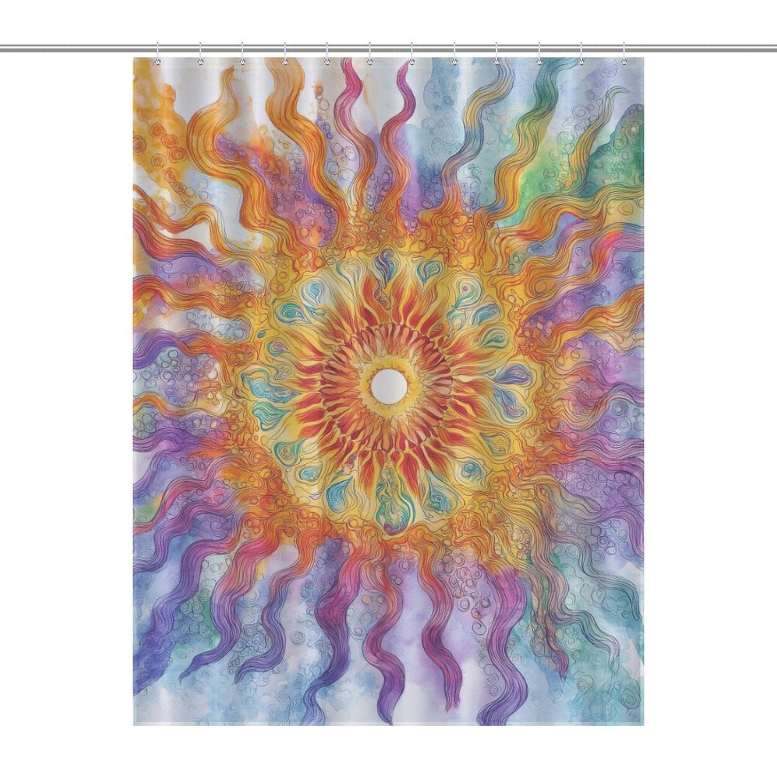 Colorful Tie Dye Vortex Shower Curtain , Enchanted Forest Scenic ...