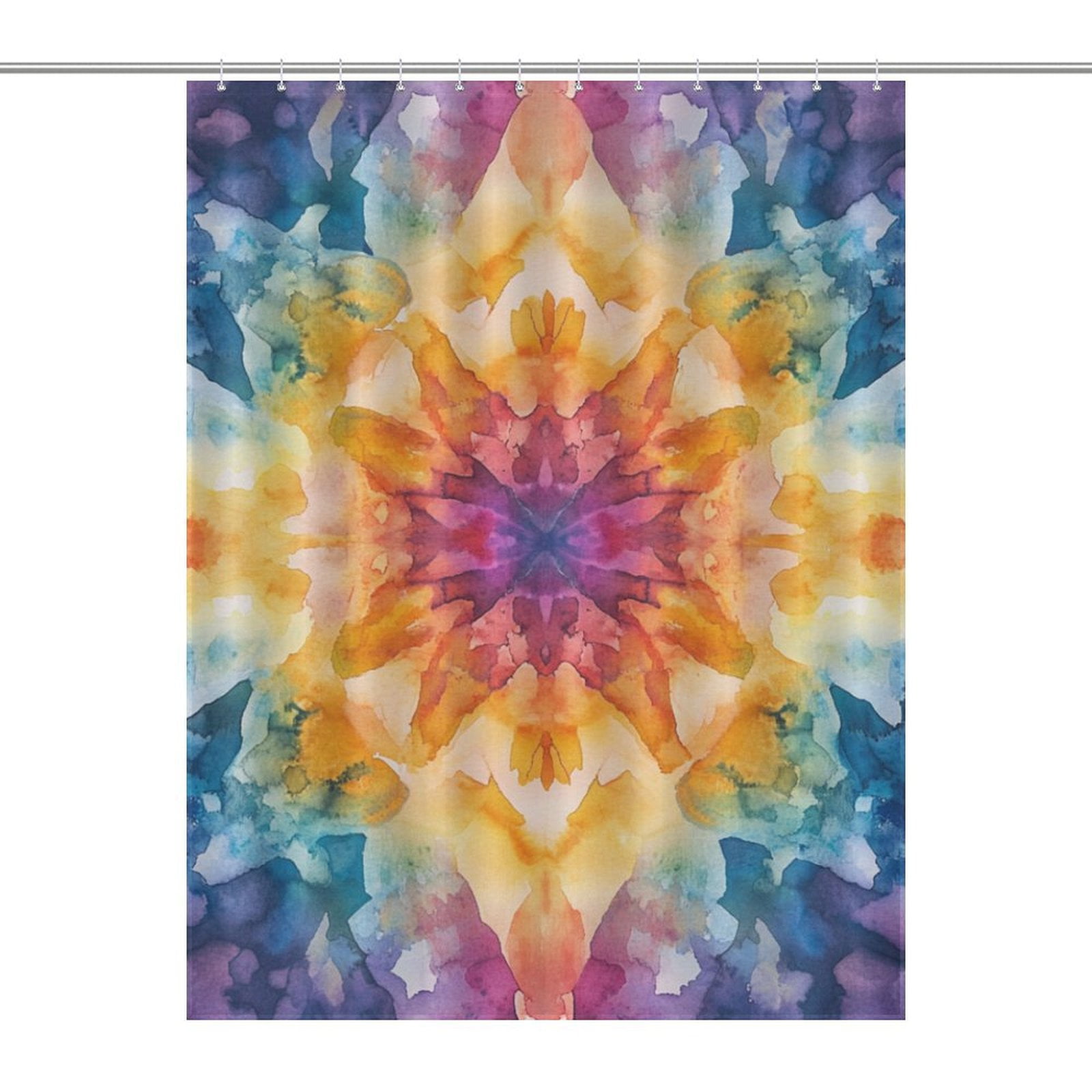 Colorful Tie Dye Vortex Shower Curtain , Enchanted Forest Scenic Bathroom Decor Sets, Waterproof ...