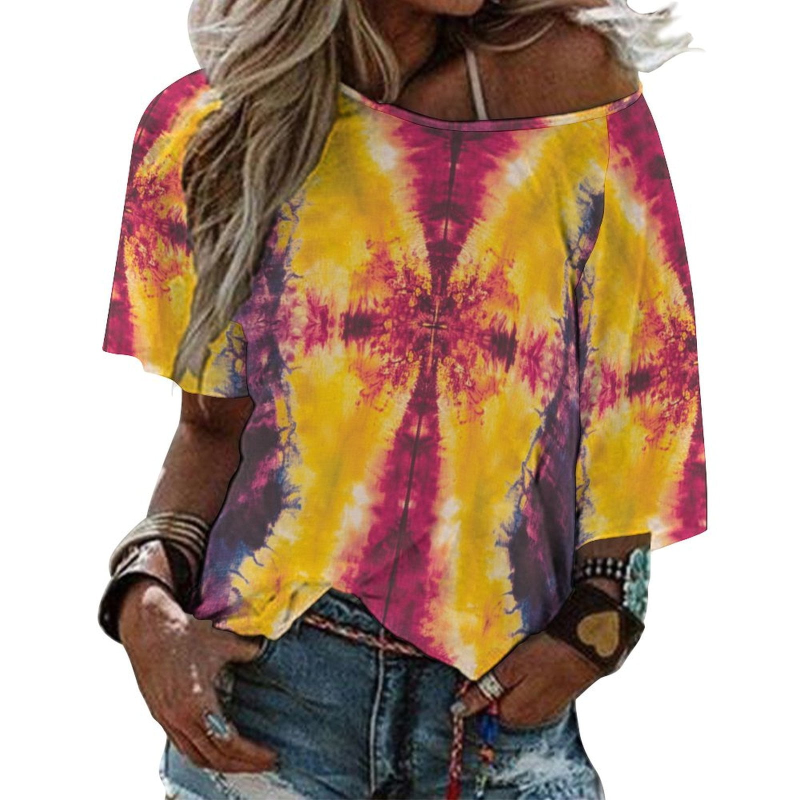 Colorful Tie Dye Vortex Women's Graphic Tees Casual Summer Funny ...