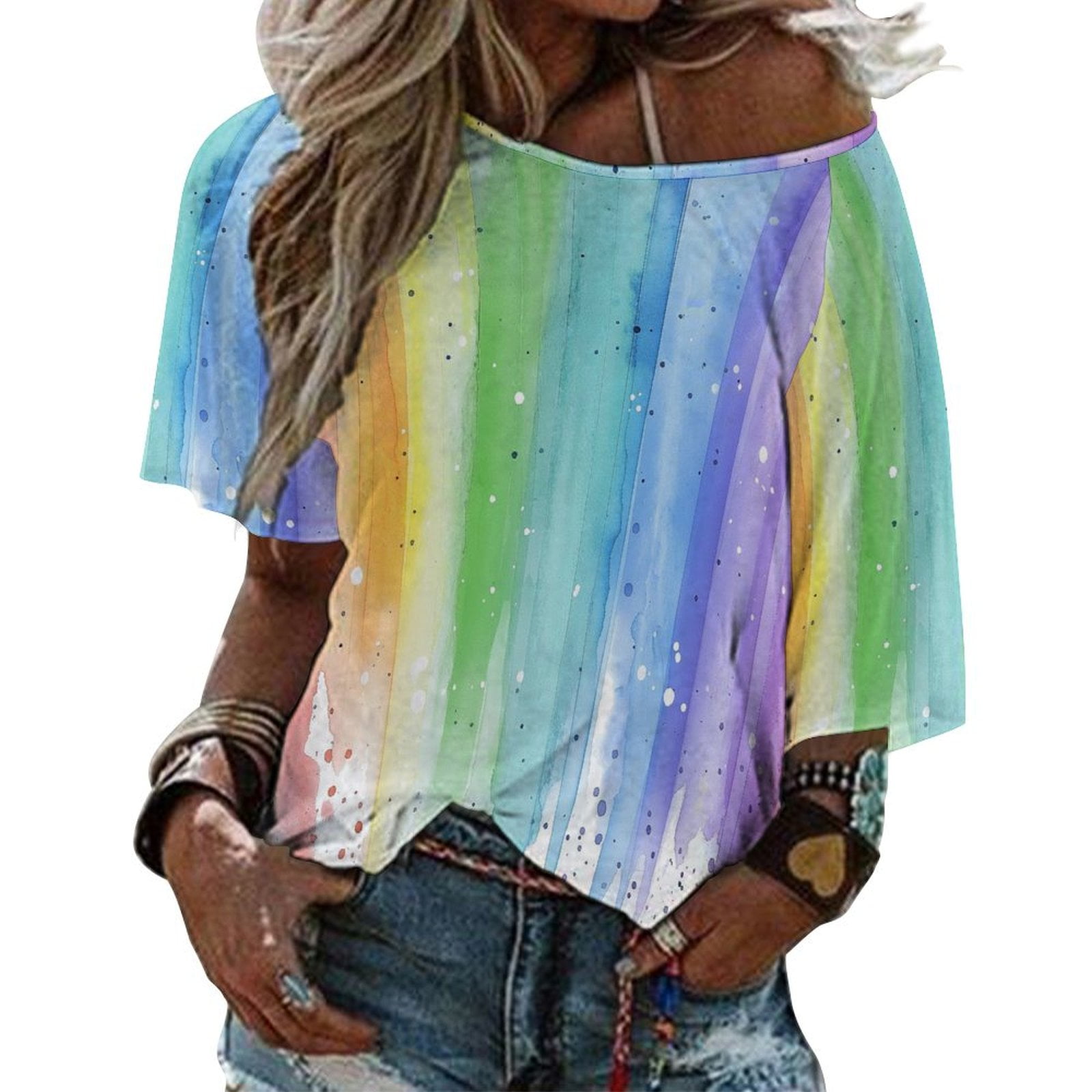 Colorful Tie Dye Vortex Women's Graphic Tees Casual Summer Funny Printed Short Sleeve Cute T ...