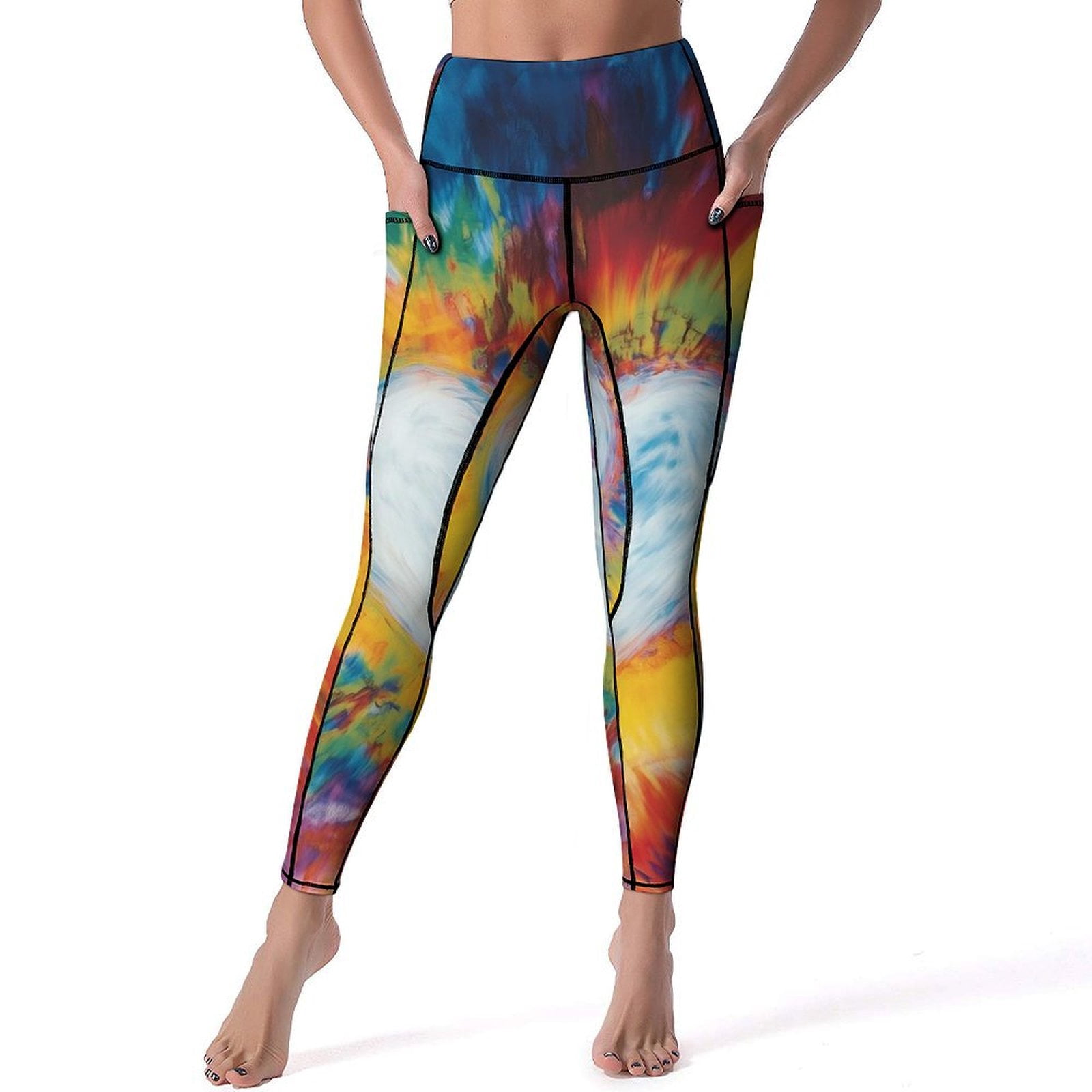 Colorful Tie Dye Vortex Women's High Waisted Yoga Pants with Pockets ...