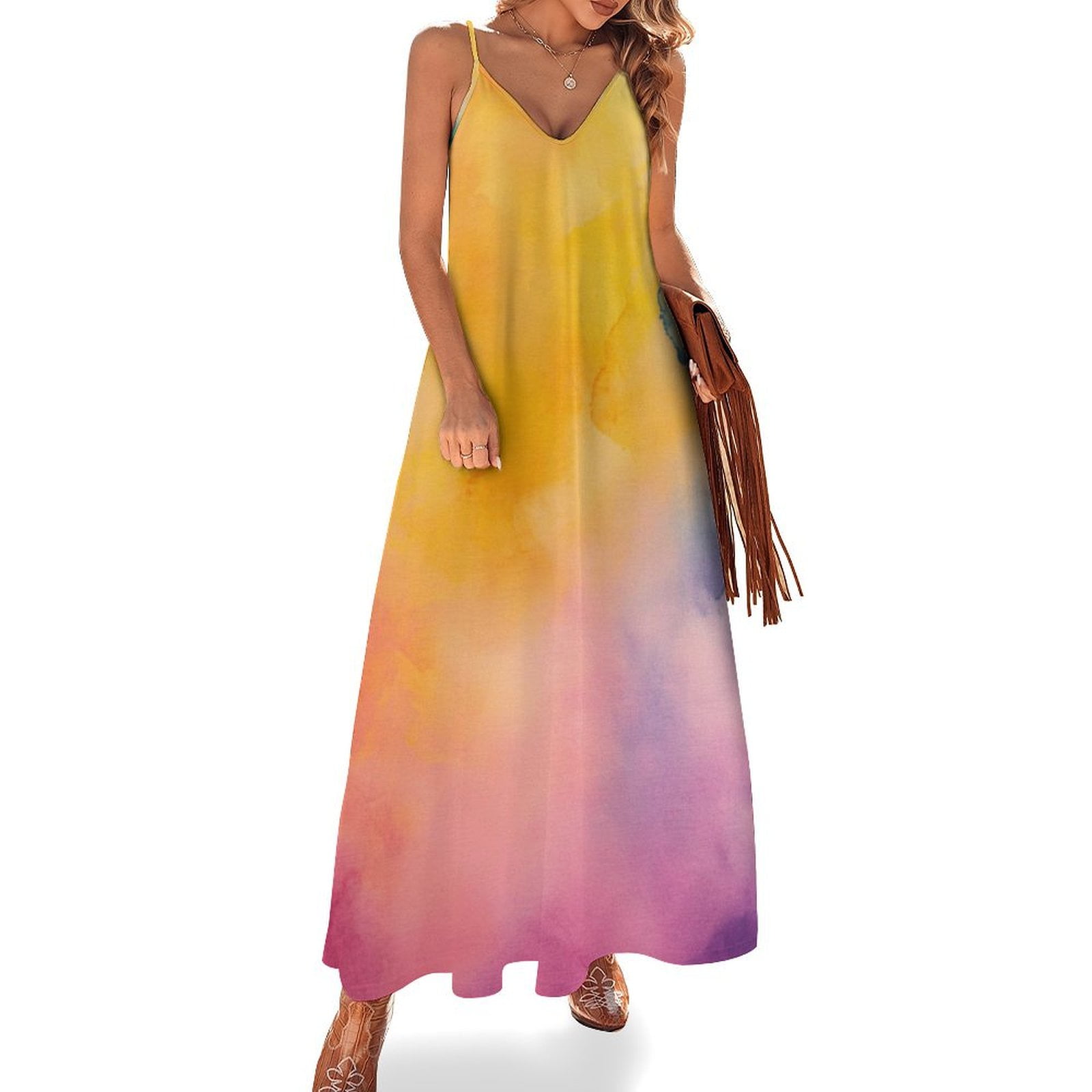 Colorful Tie Dye Vortex Women's Summer Dresses 2025 Beach Casual Sleeveless Floral Print Tank ...