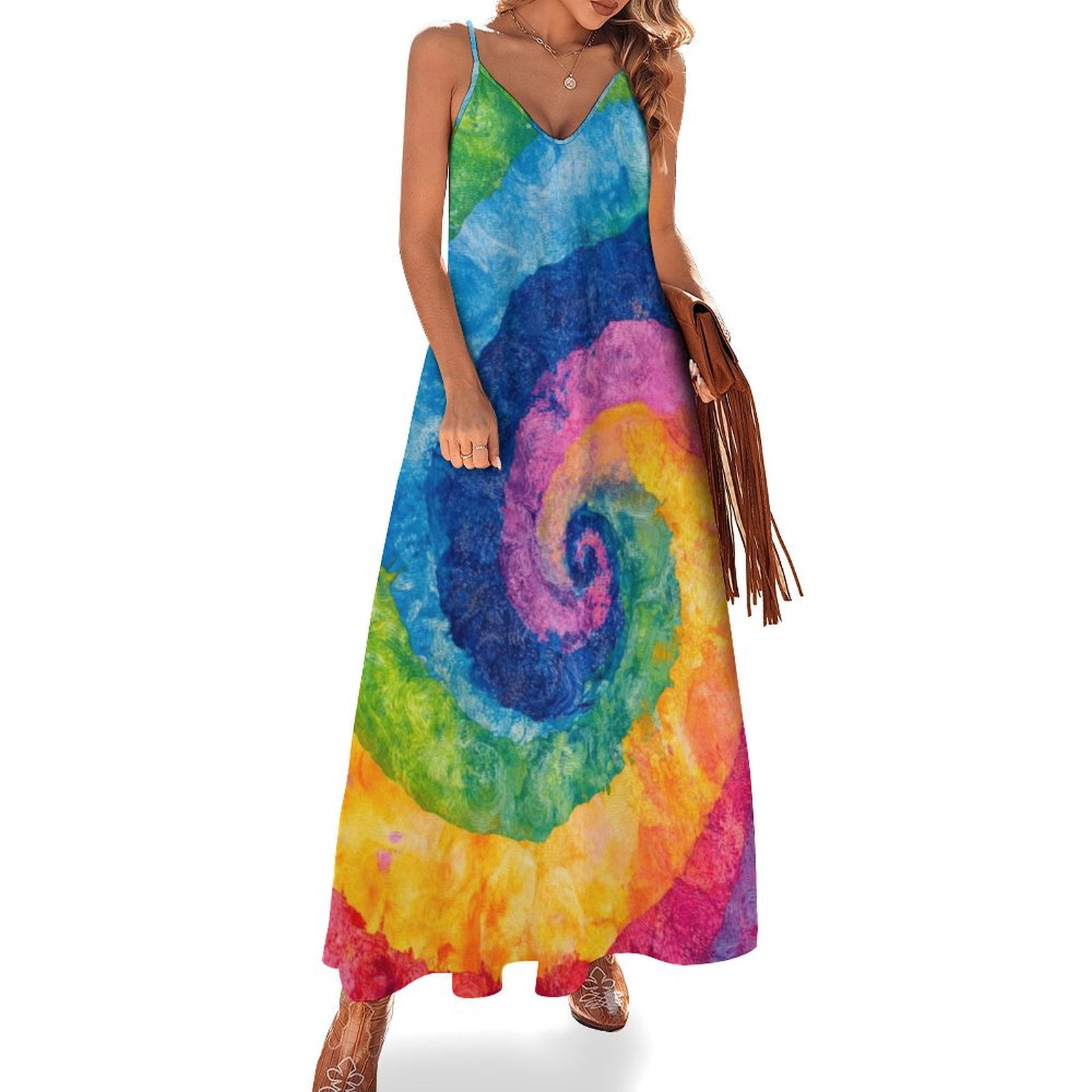 Colorful Tie Dye Vortex Women's Summer Dresses 2025 Beach Casual ...