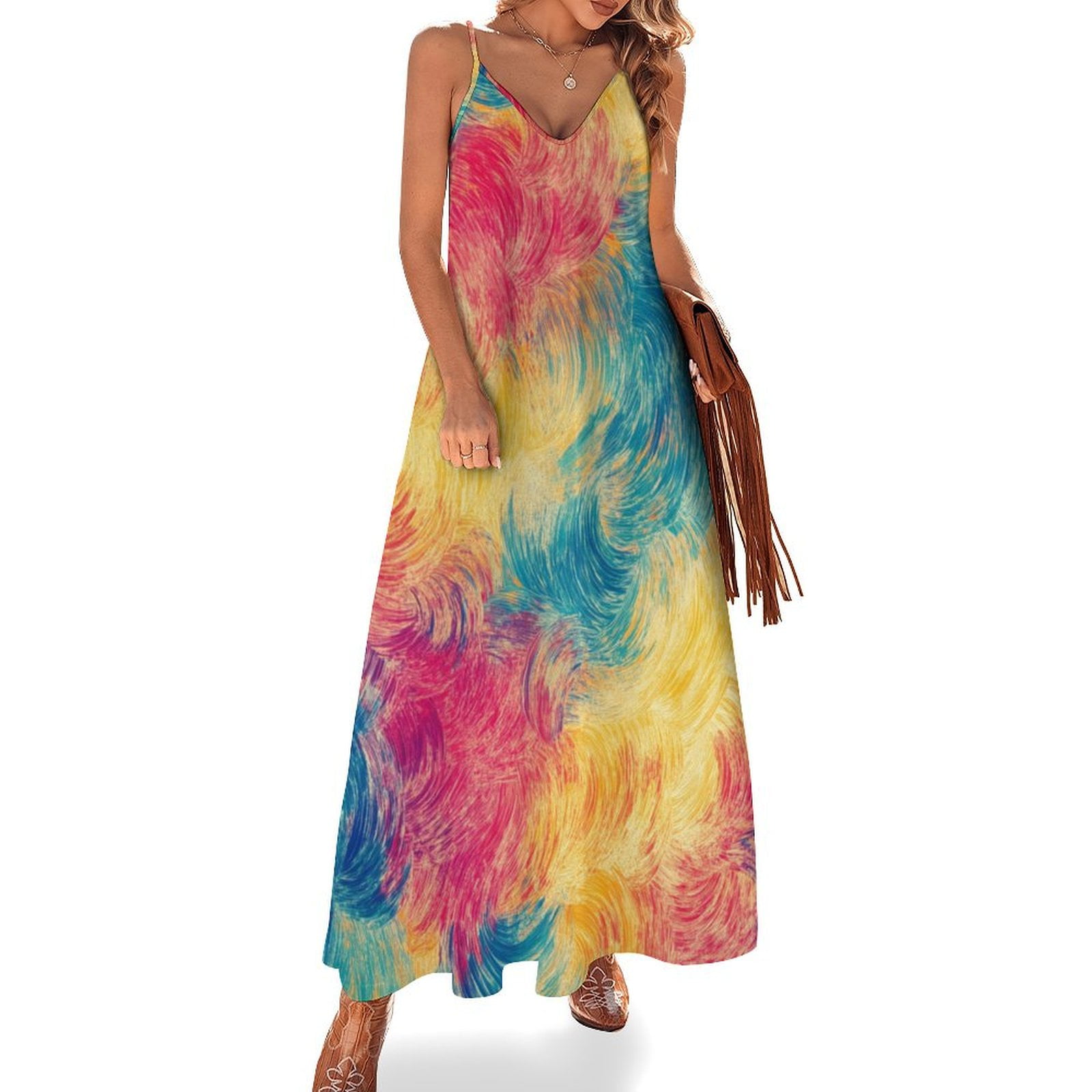 Colorful Tie Dye Vortex Women's Summer Dresses 2025 Beach Casual ...